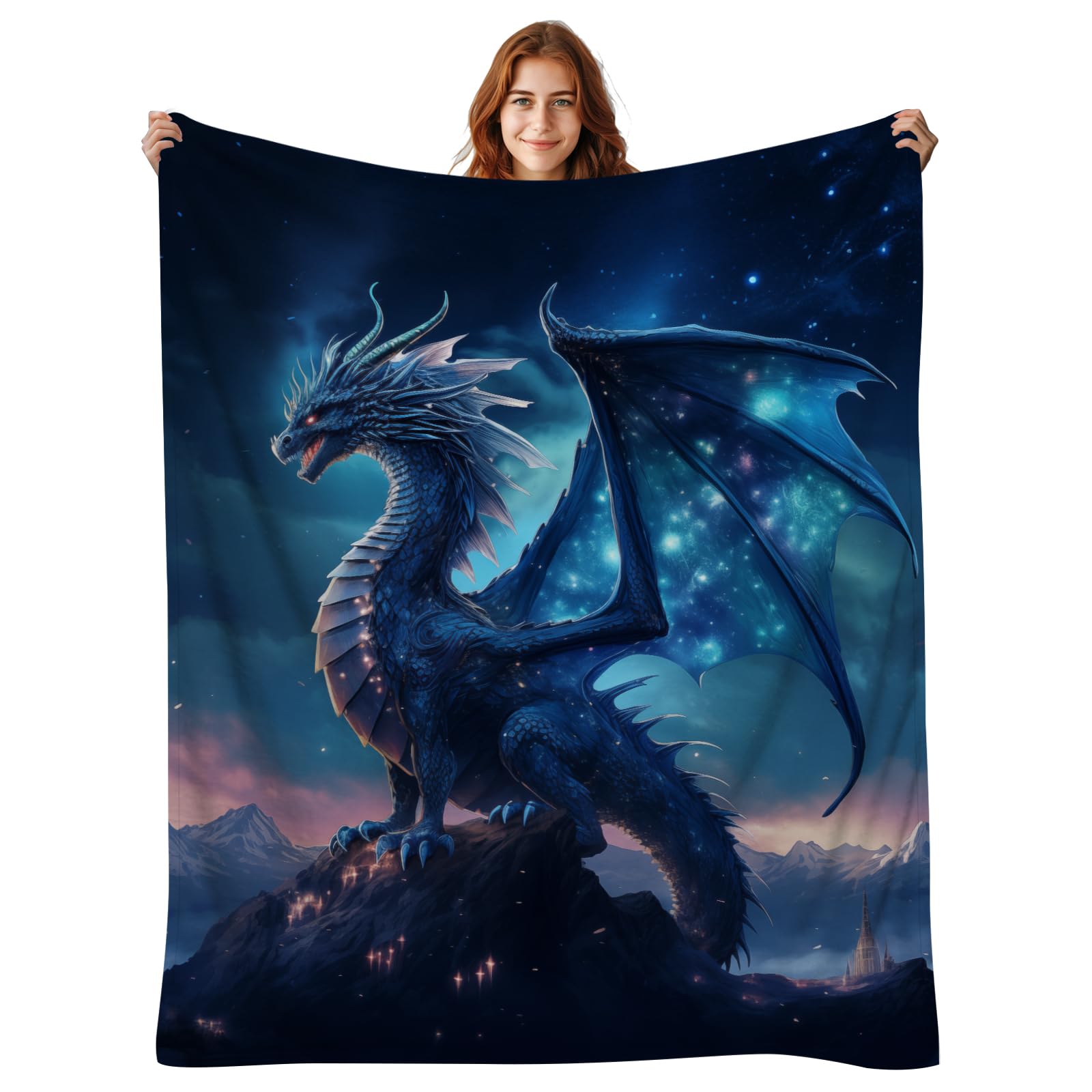 Amazon.com: DOINBEE Cool Dragon Blanket, Blue Galaxy Dragon Throw ...