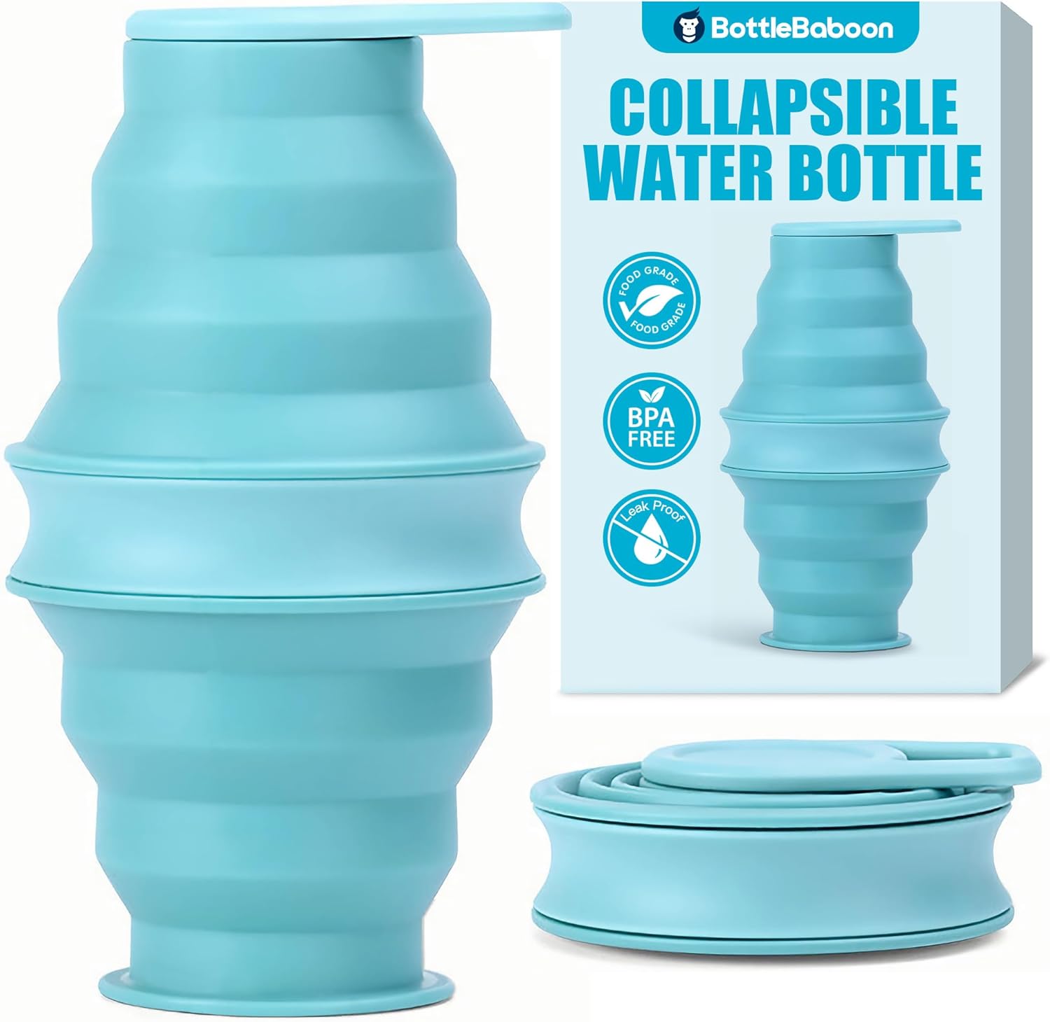 Amazon.com: BottleBaboon Collapsible Water Bottles, Foldable Water ...