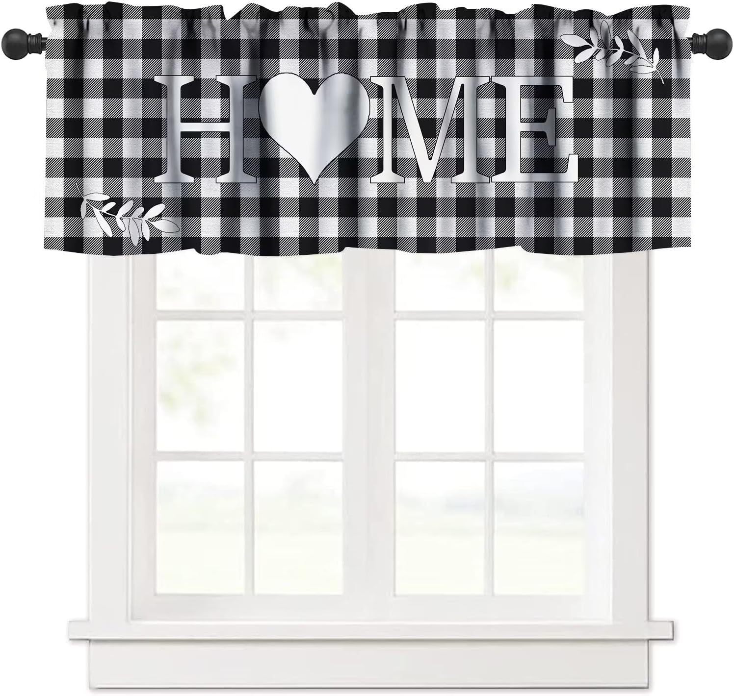 Amazon.com: JESTRONRY Buffalo Plaid Windows Valances Curtain, White ...
