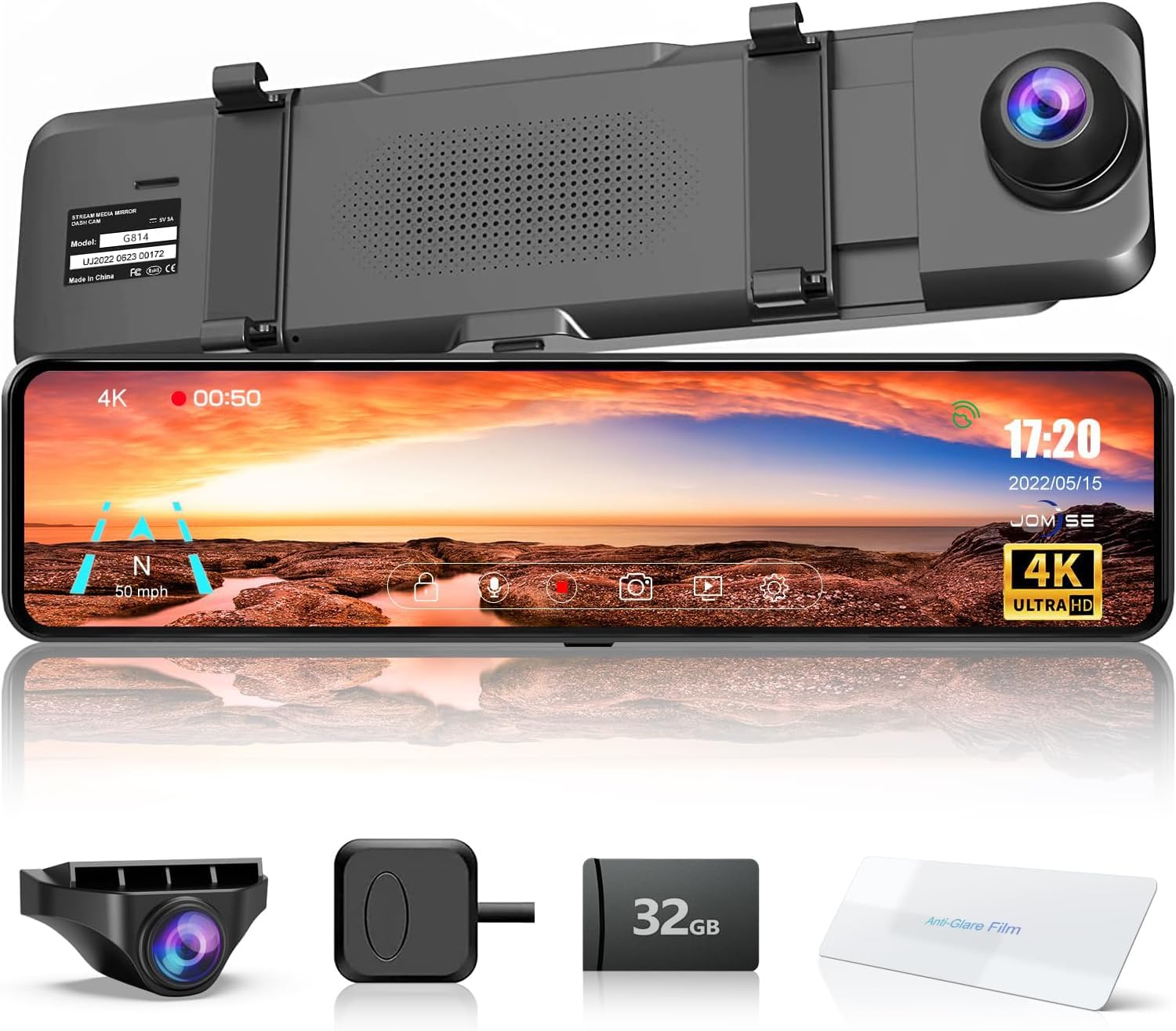 Amazon.com: JOMISE 4K Mirror Dash Cam, 11" Rear View Mirror Camera ...