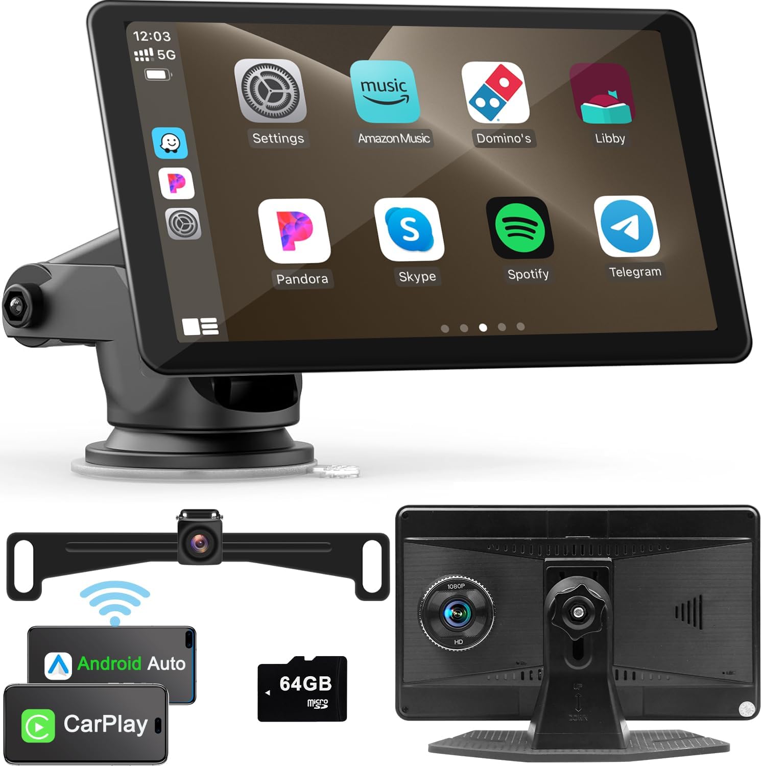 Amazon.com: Wireless Carplay Touchscreen with 4K Dash Cam: Portable ...