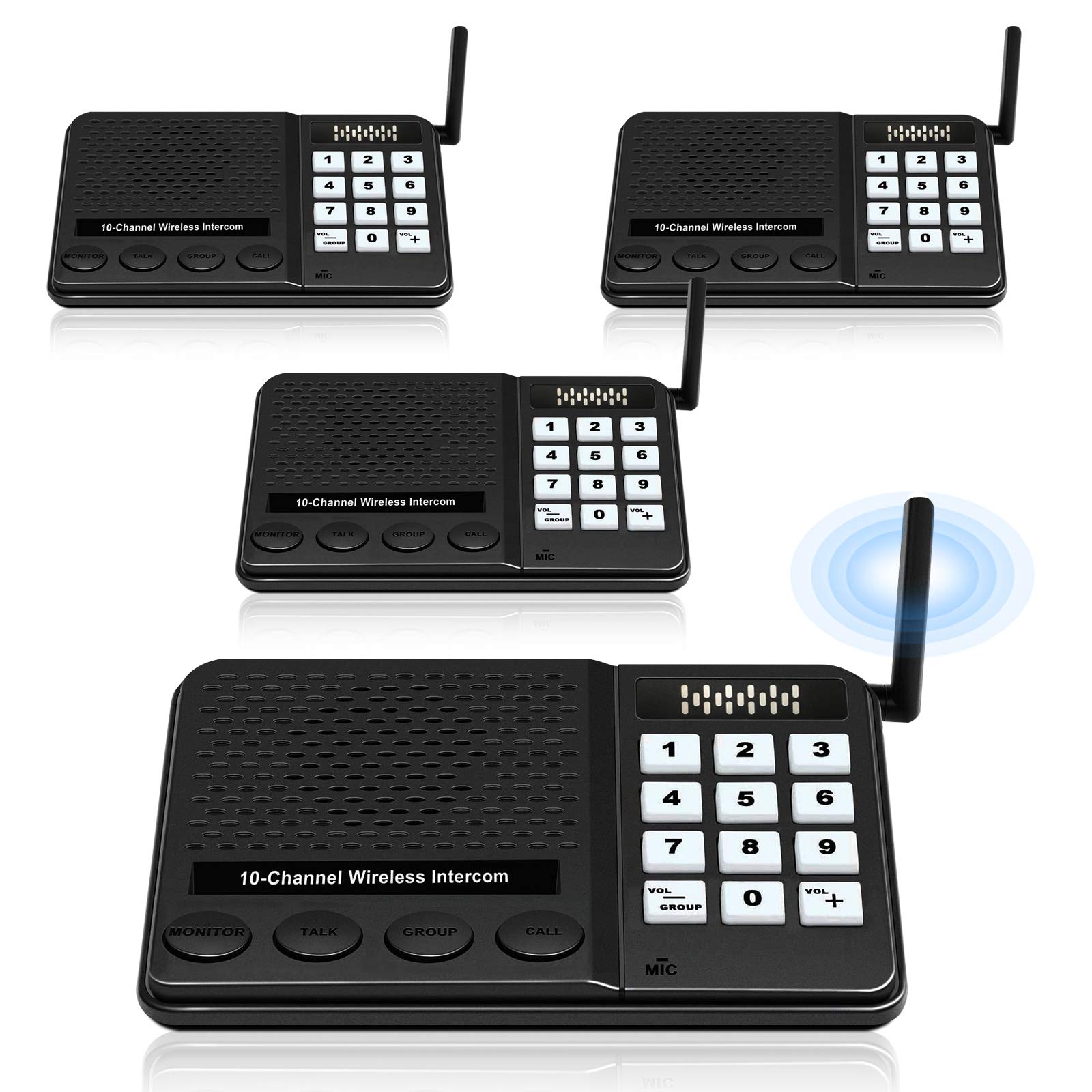 Buy 5 Pack Wireless Intercom System for Home Business - 10 Channels 3 ...