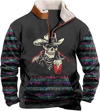 Amazon.com: domirica Mens Aztec Cowboy Western Quarter Zip Pullover ...