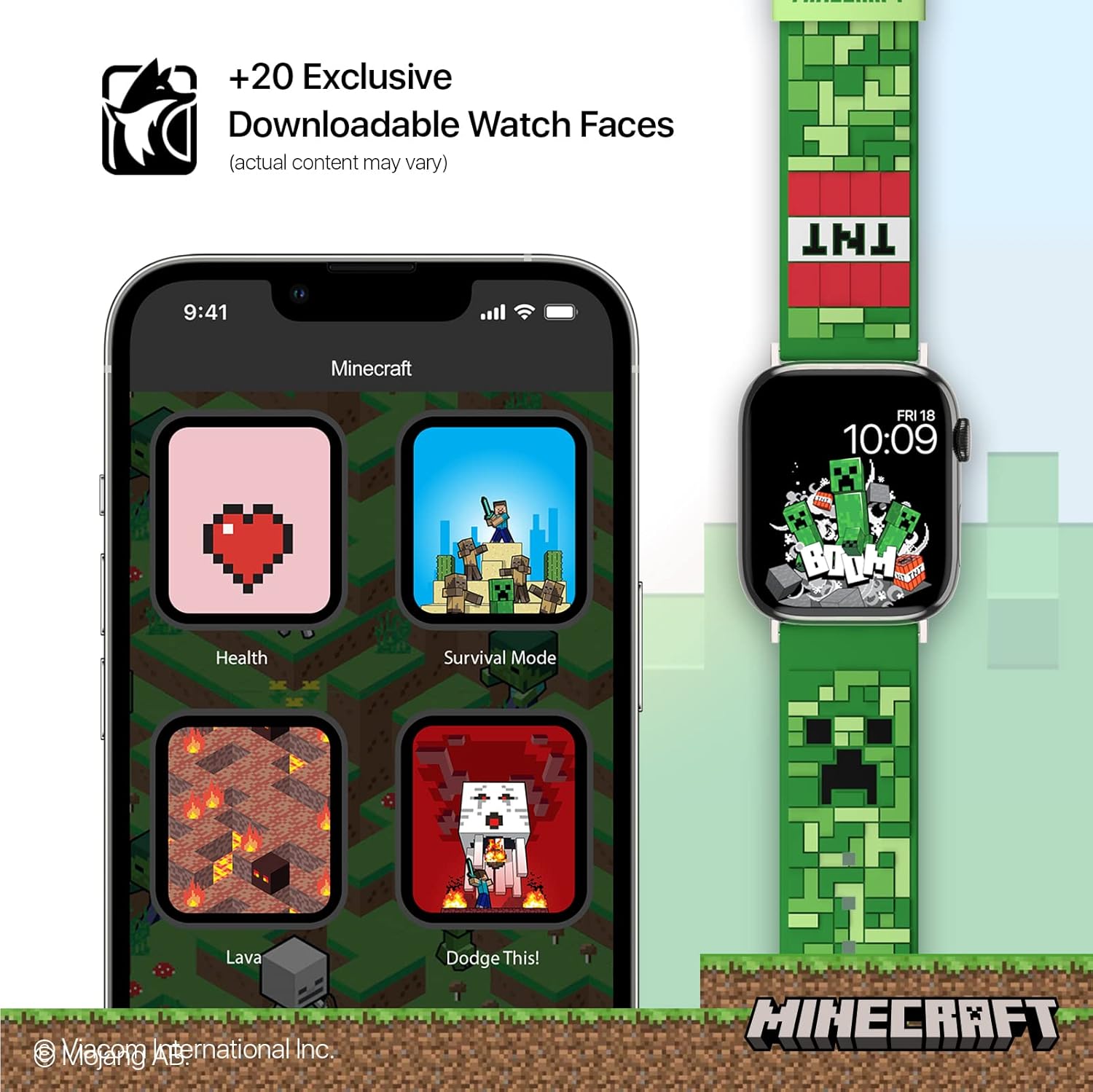 Minecraft: Creeper 3D Sculpted Smartwatch Band - Officially Licensed ...
