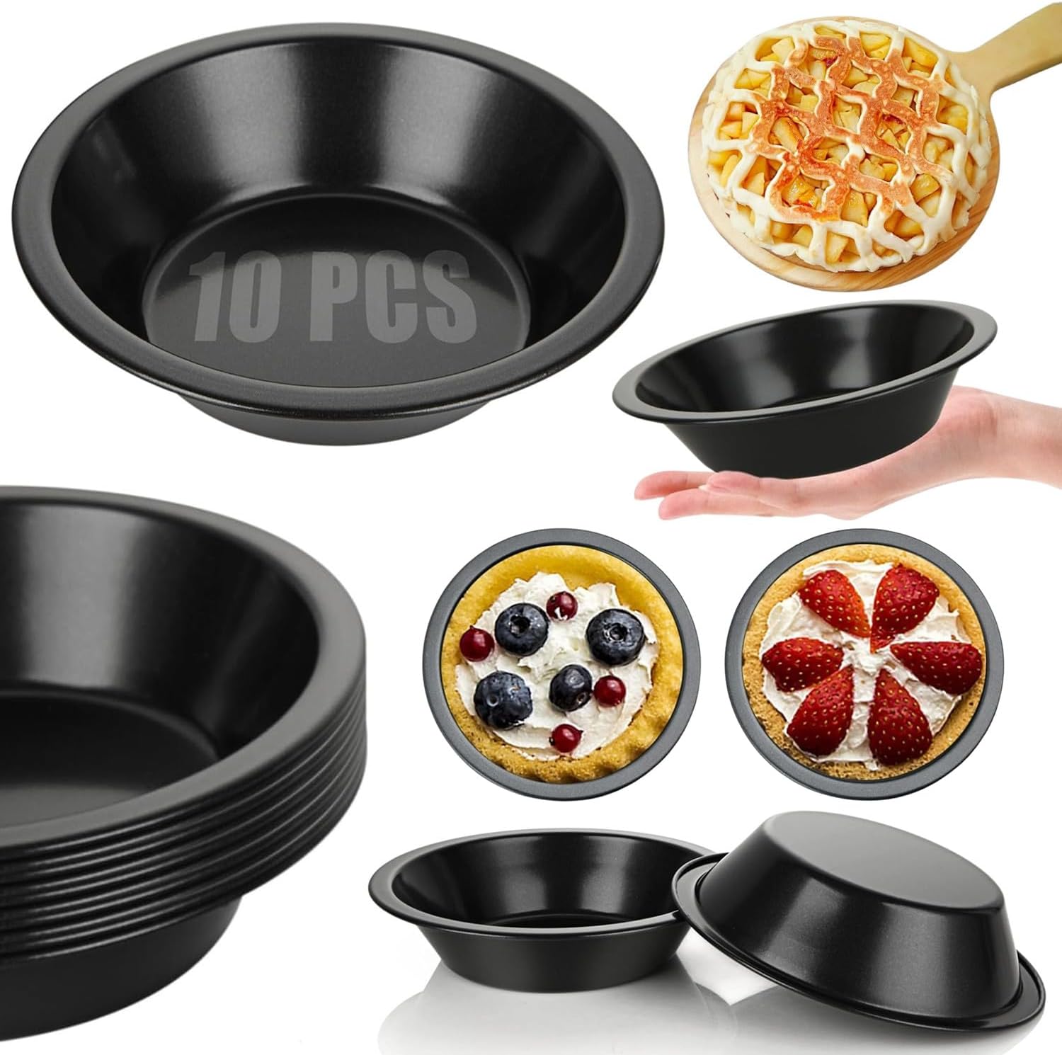 Amazon.com: Norpro Nonstick Mini Pie Pans, Set of 4, 5in/13cm x 1.25in ...