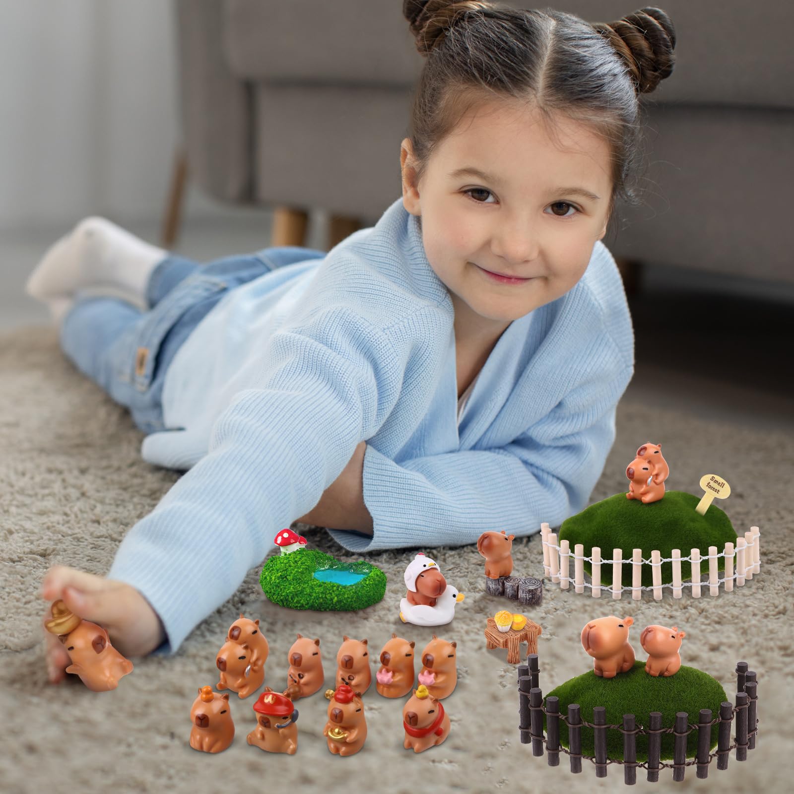 Capybara Toy Figure 48 Pcs Mini Capybara Figures Playset Simulation ...