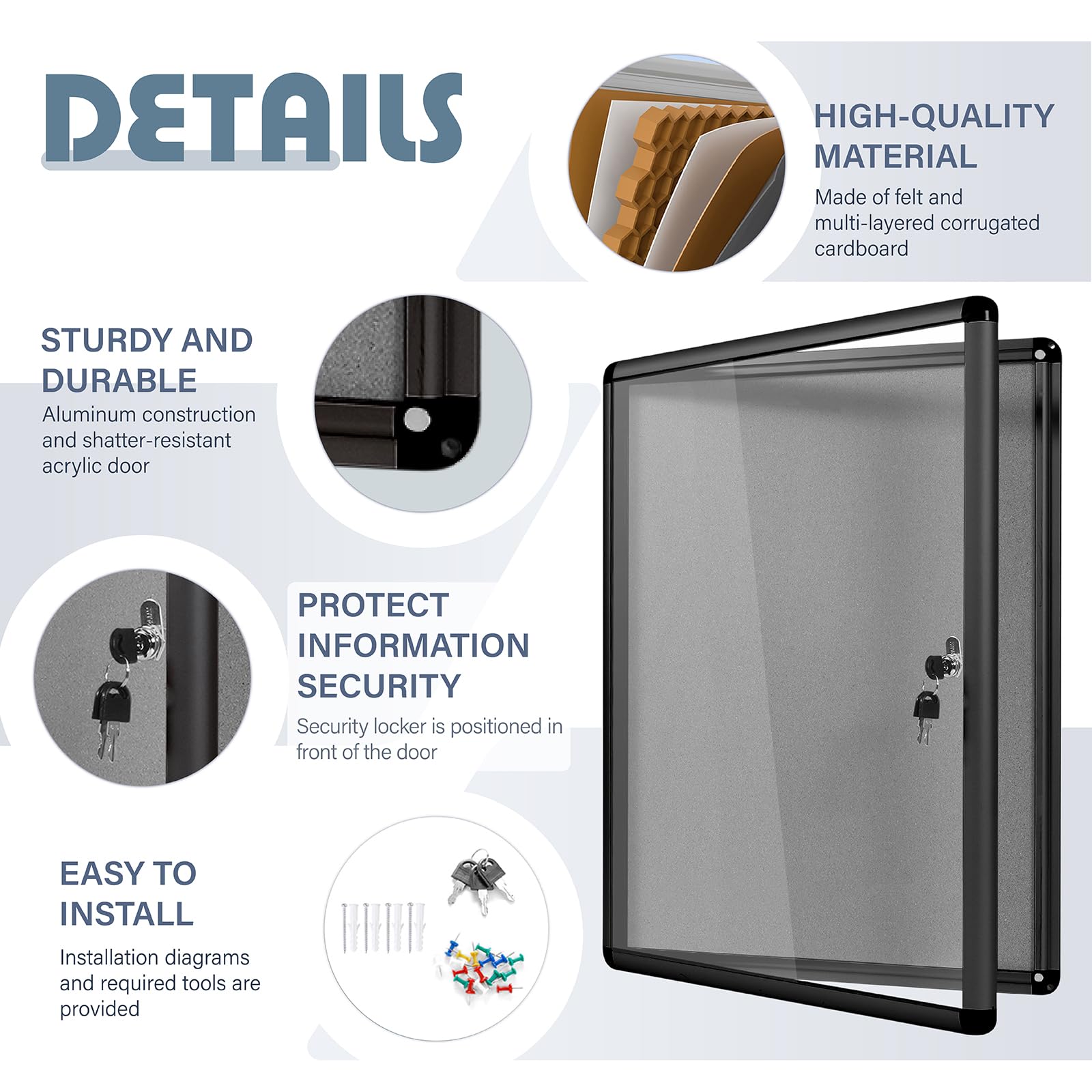 Snapklik.com : EVERSUPPLY Enclosed Bulletin Board Lockable Display Case ...