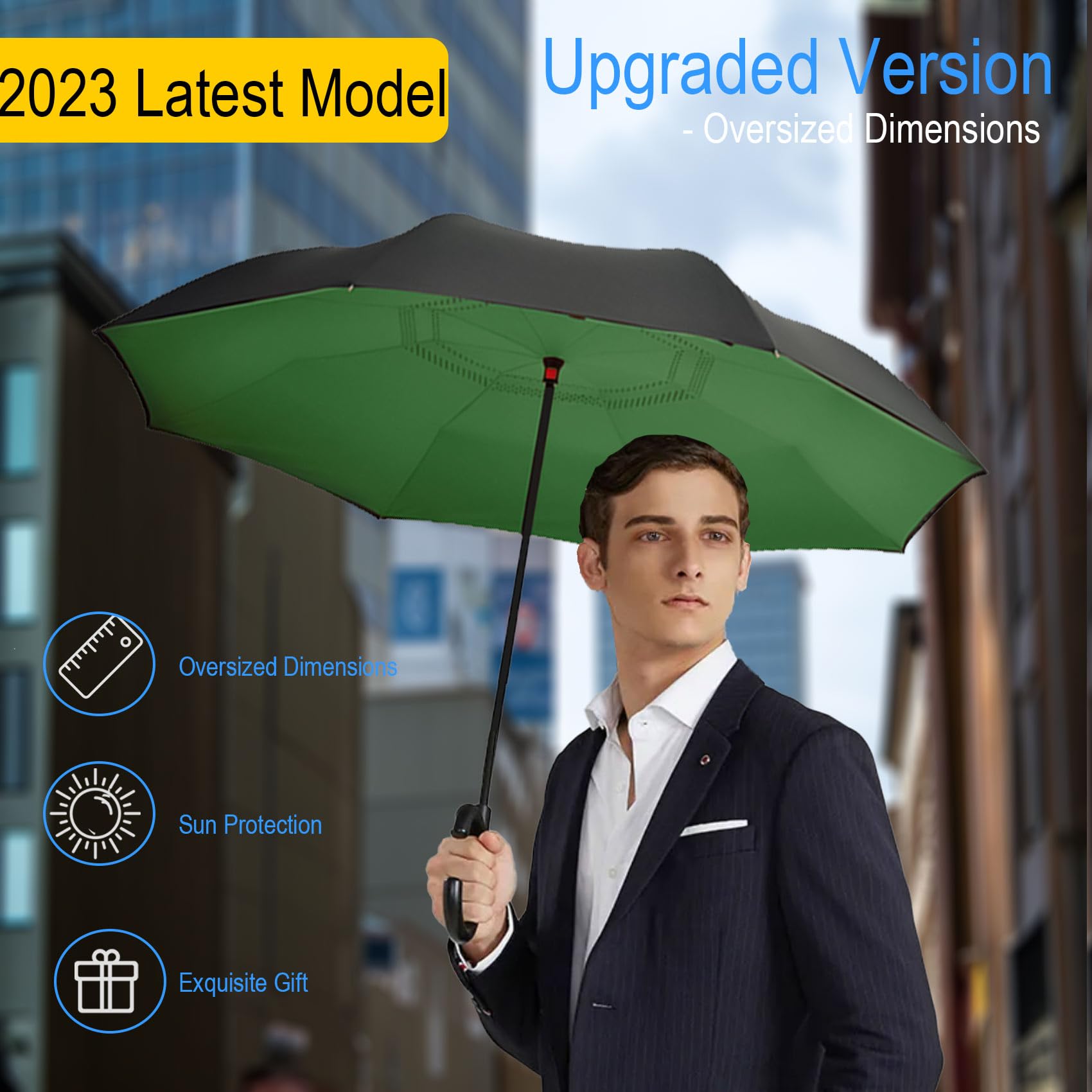 SIEPASA 40/49/56/62 Inch Inverted Reverse Upside Down Umbrella, Extra ...