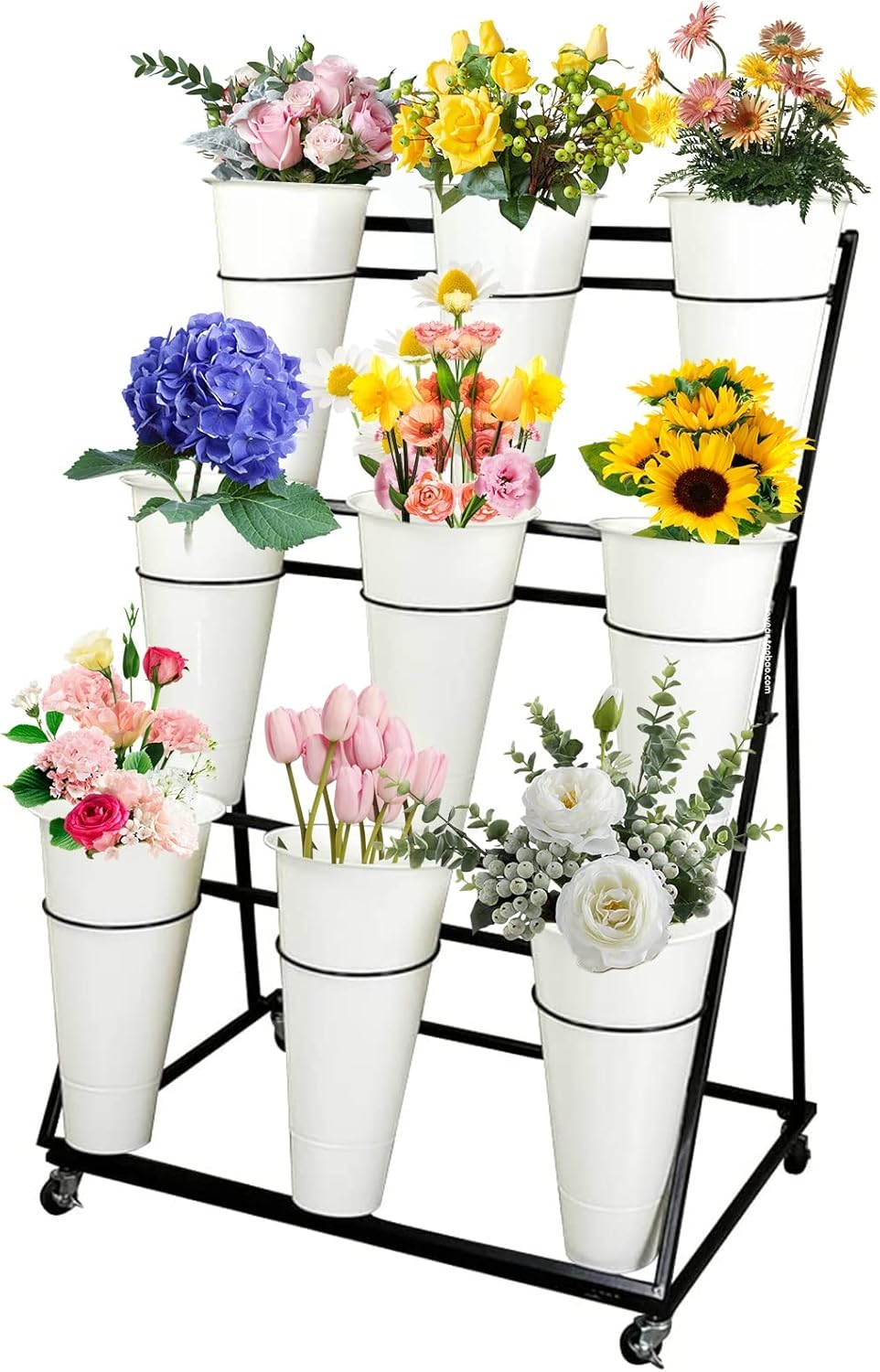 Amazon.com : Flower Display Stand, Mobile Plant Cart shelve with Wheels ...