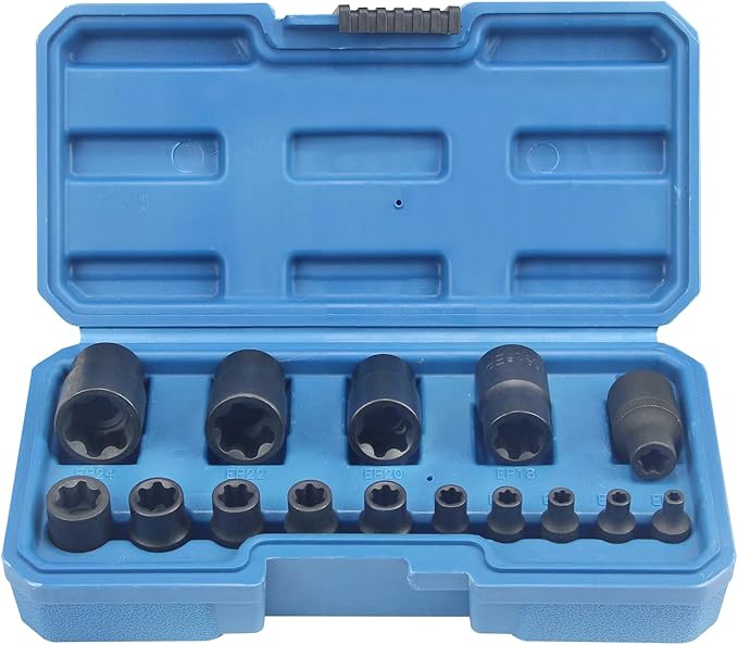 15pcs External Torx Plus Socket Set,6 point E-Torx Star Torque Socket ...