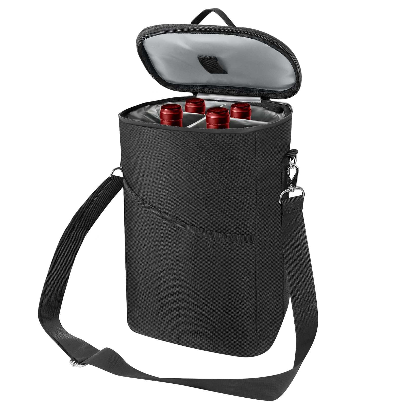 Amazon.com: bruwaa 4 Bottle Wine Cooler Bag, Leakproof Insulated Padded ...