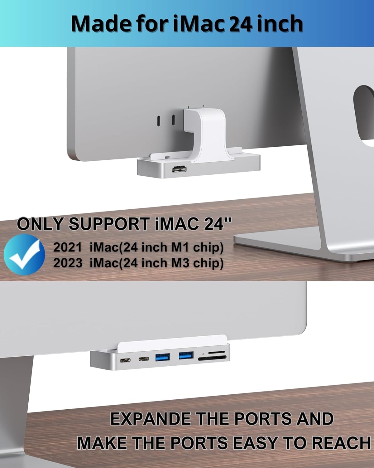 USB C Hub for iMac 24 inch (M1/M3/M4), iMac USB Adapter Multiports with ...
