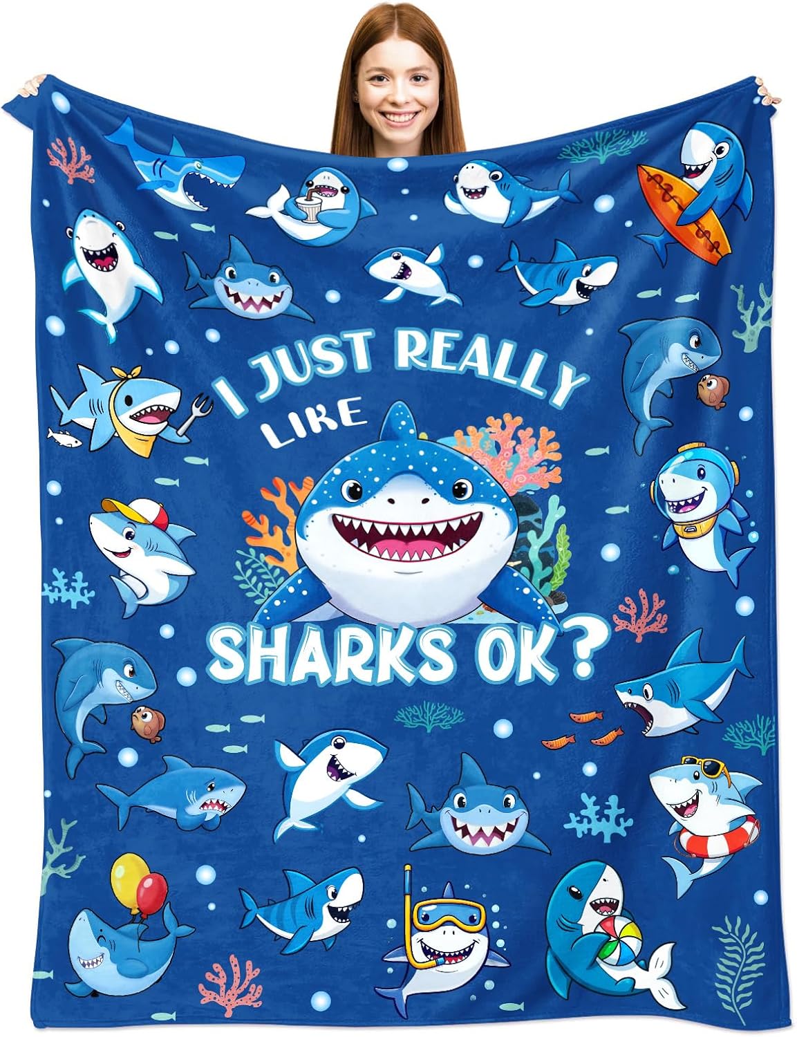 Amazon.com: Shark Blanket Ultra Soft Flannel Cute Shark Throw Blanket ...