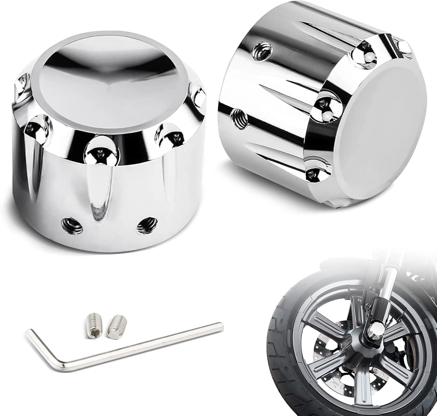 Amazon.com: Amazicha Chrome Front Axle Nut Covers Axle Nut Caps ...