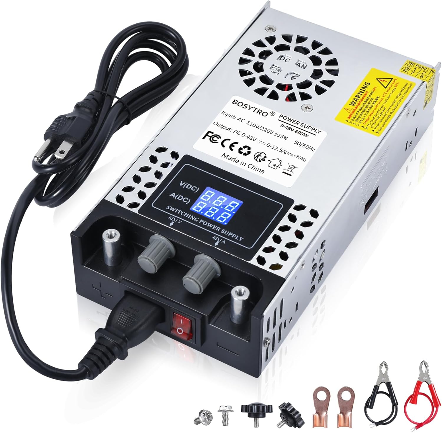 BOSYTRO 48V DC Power Supply Adjustable 0-48V 0-12.5A SMPS Max 600W Switching Power Supply AC to ...