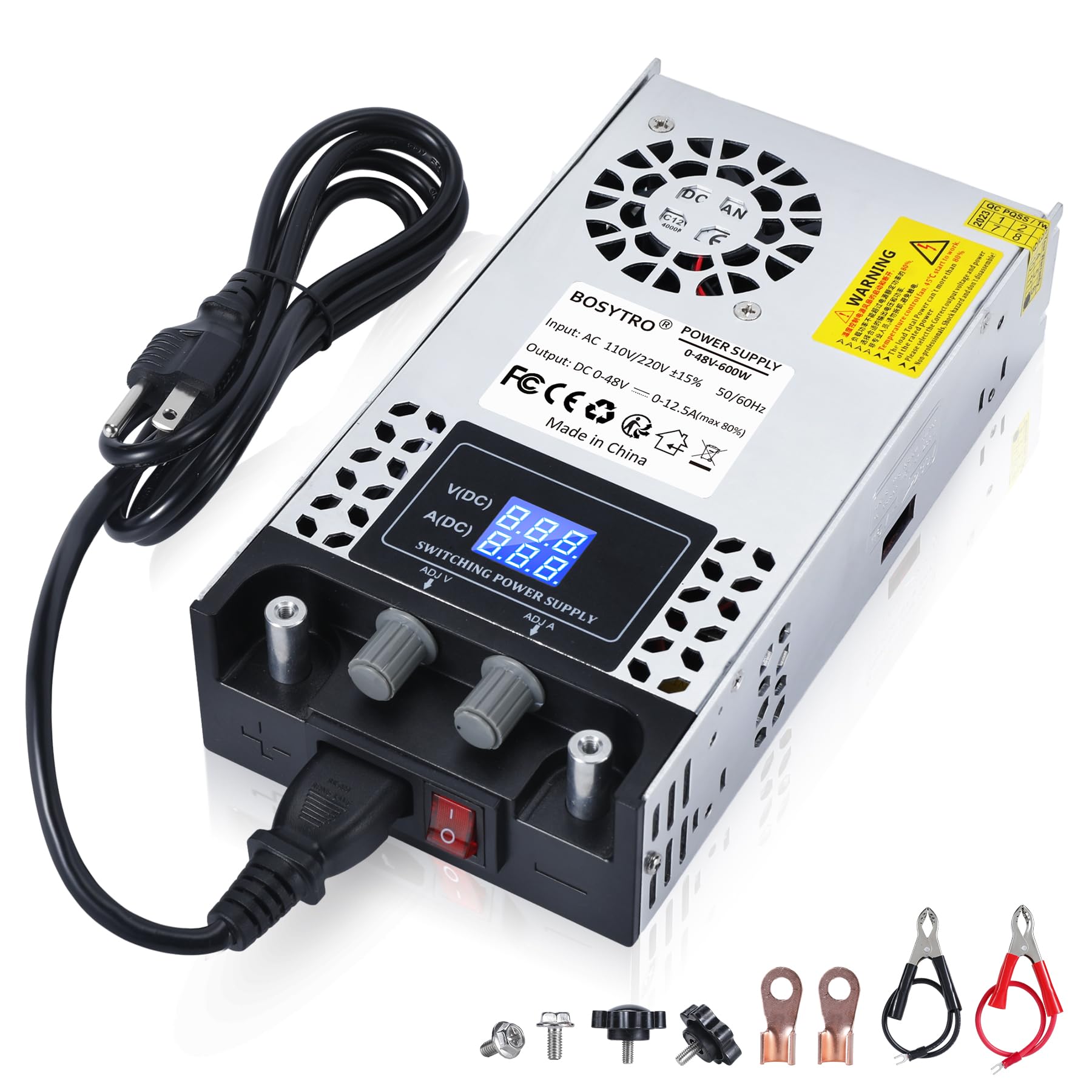 BOSYTRO 48V DC Power Supply Adjustable 0-48V 0-12.5A SMPS Max 600W Switching Power Supply AC to ...