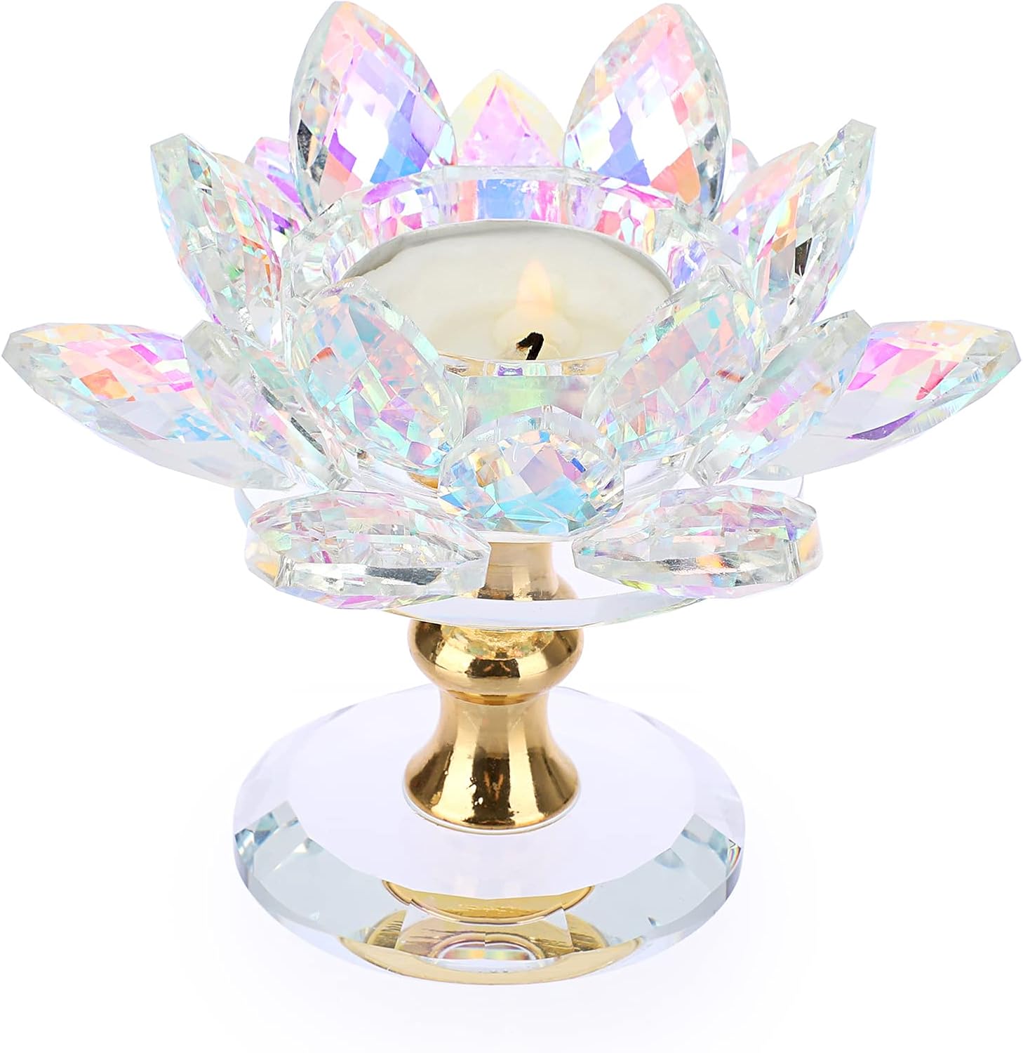 Amazon.com: OwnMy Crystal Lotus Flower Tea Light Candle Holder with ...