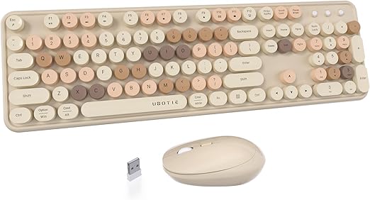 Amazon.com: UBOTIE Colorful Computer Wireless Keyboards Mouse Combos ...