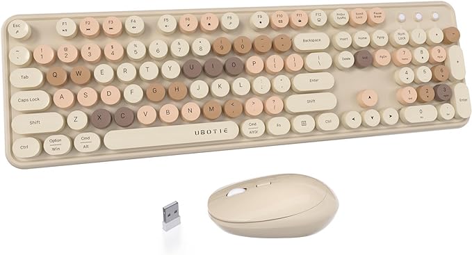 Amazon.com: UBOTIE Colorful Computer Wireless Keyboards Mouse Combos ...
