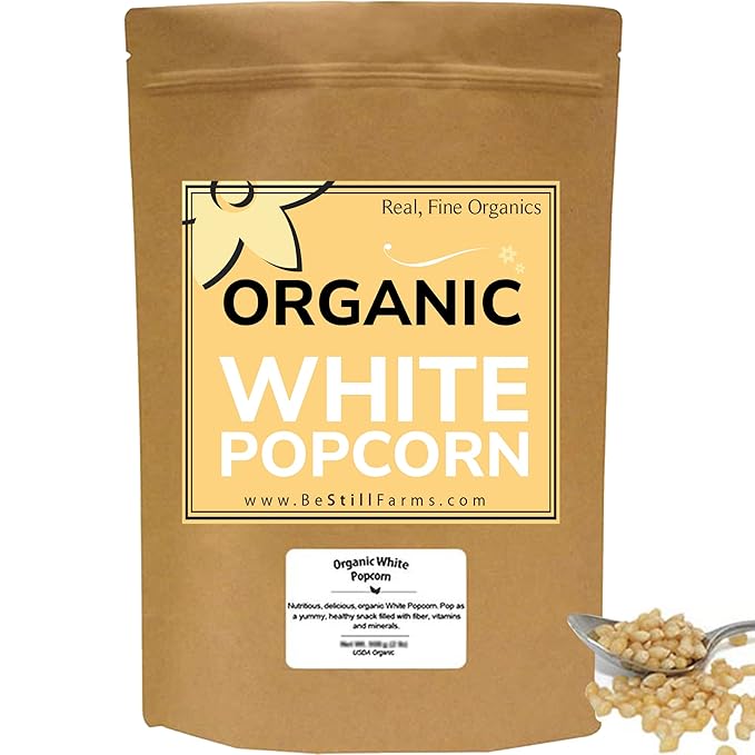 Amazon.com: White Organic Popcorn Kernels (5lb) Be Still Farms ...