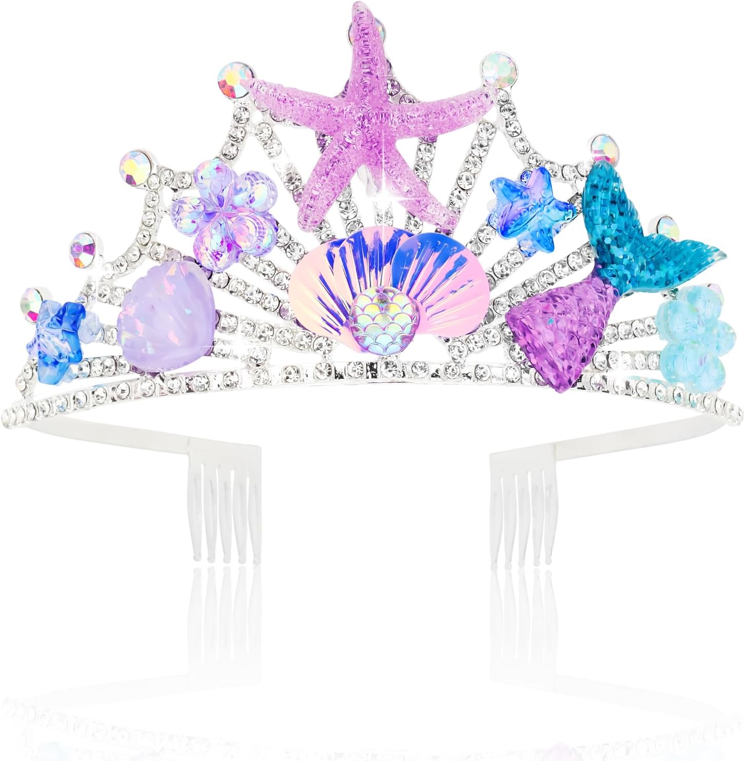 Amazon.com: YARIEW Mermaid Crown Mermaid Birthday Decorations Mermaid ...