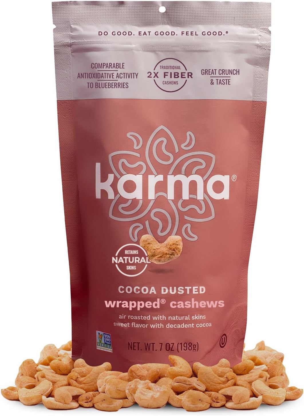 Amazon.com : Cocoa Dusted Wrapped Whole Cashews by Karma Nuts, Lightly ...