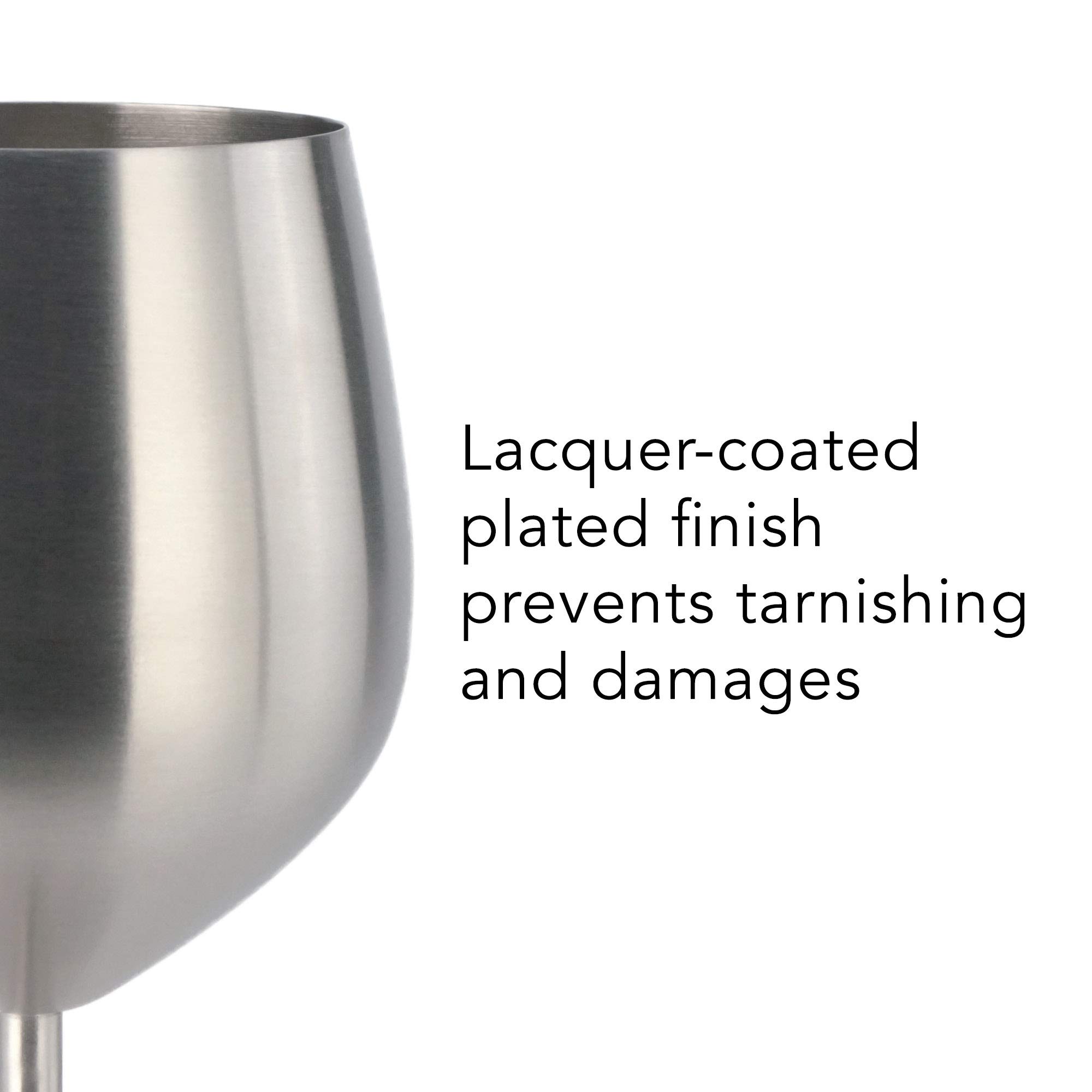 Snapklik.com : Set Of 4 Stainless Steel Wine Glass - 18.5oz Silver ...