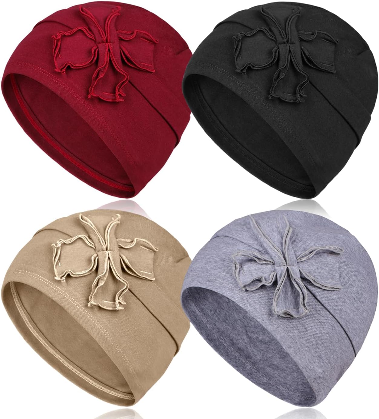 DACKRITO 4 Pieces Cotton Chemo Turbans Headwear Beanie for Women, Chemo ...