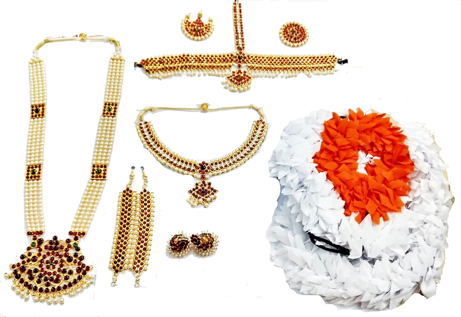 Buy Girls Elite Trade Kempu Stone Beautiful Bharatnatyam Jewelry Set ...