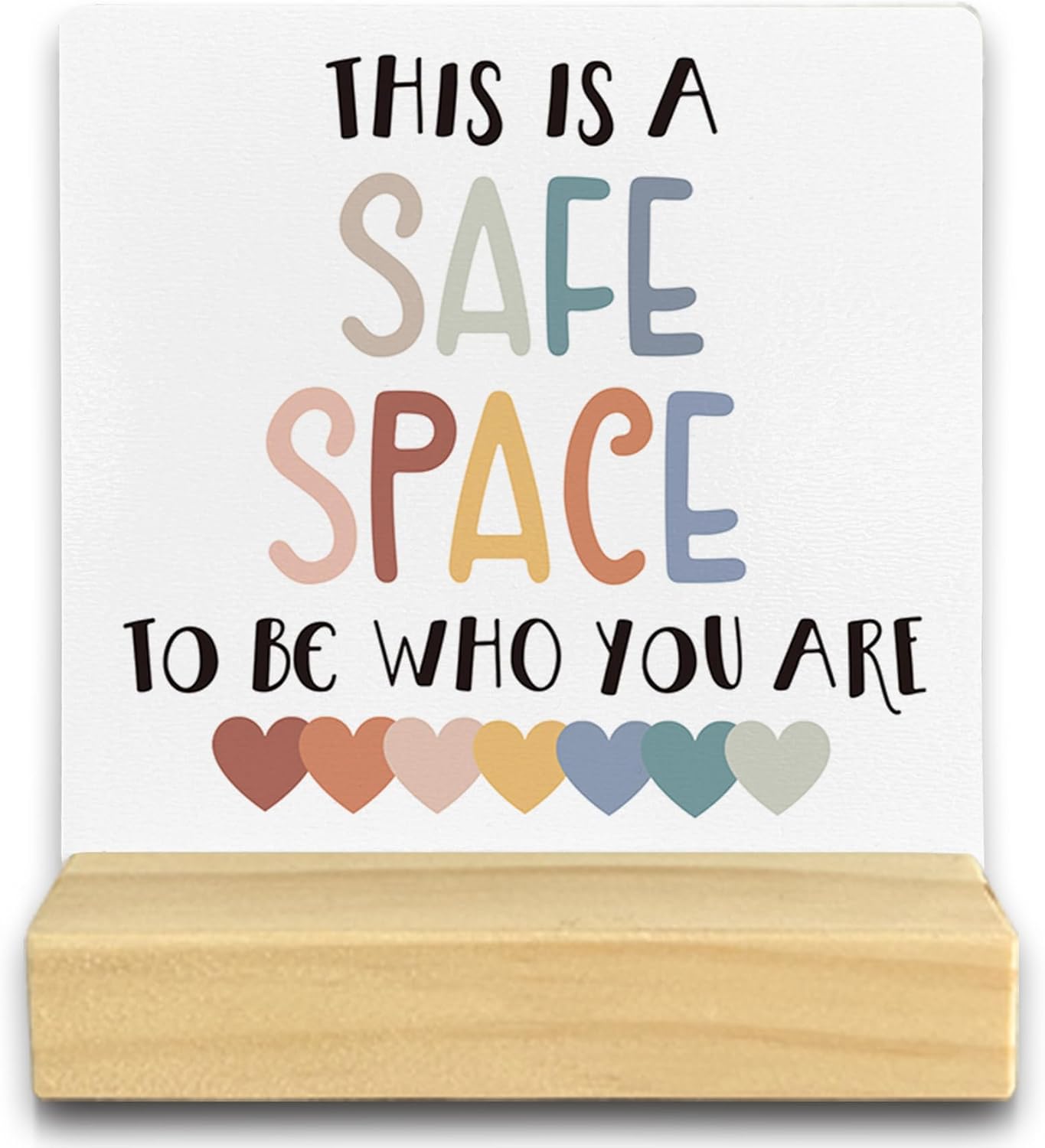 Amazon.com: QASHWEY Safe Space Sign Desk Decor, Boho Classroom Wood ...