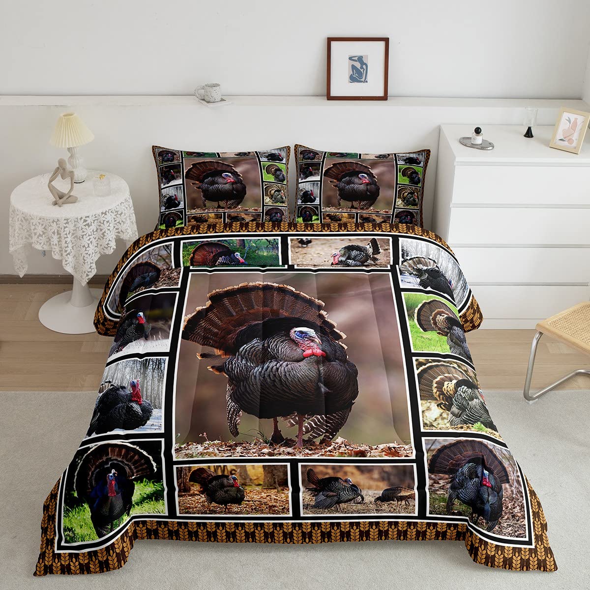Amazon.com: Erosebridal Turkey Comforter Set King Size Wildlife Bird ...
