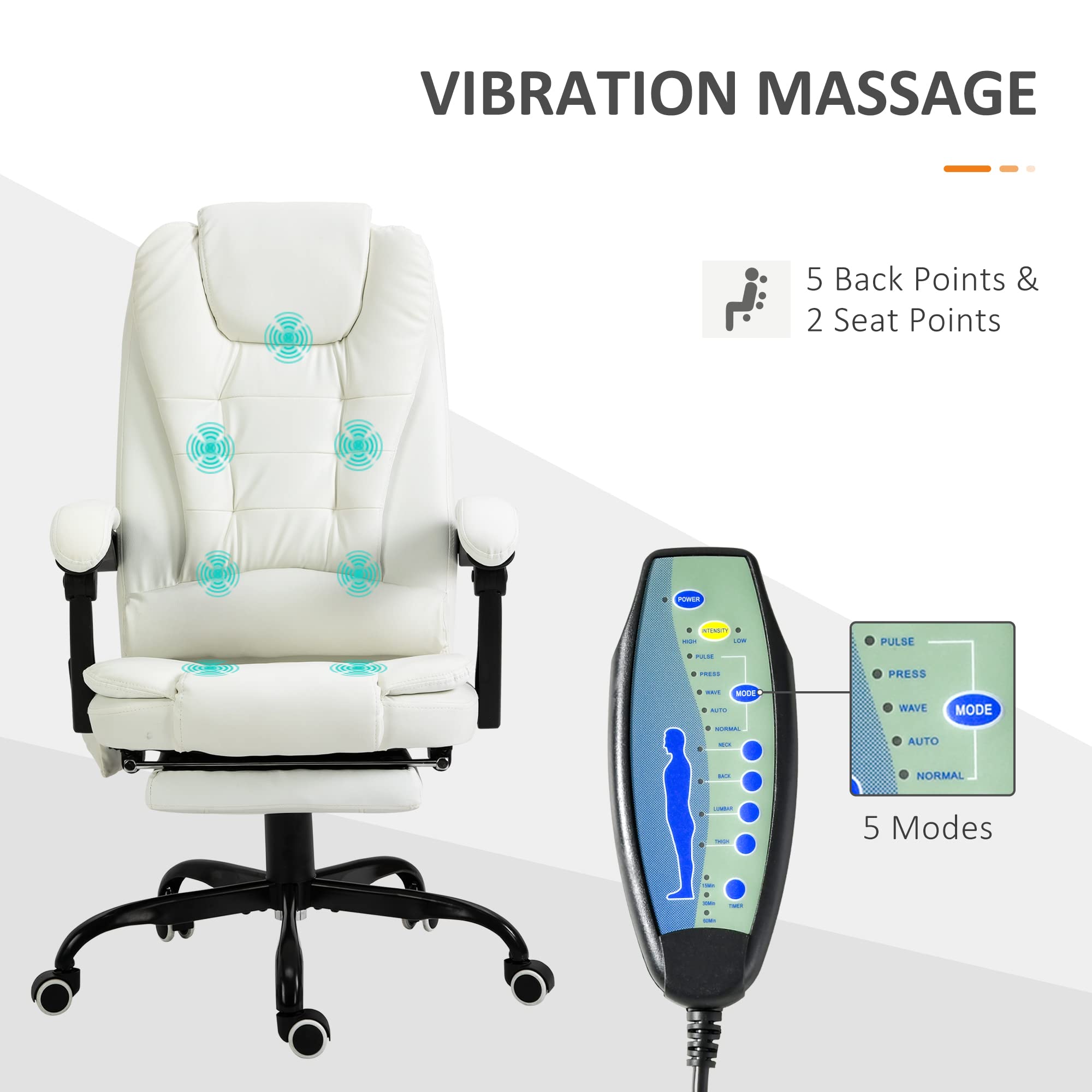 Vinsetto 7-Point Vibrating Massage Office Chair High Back Executive ...
