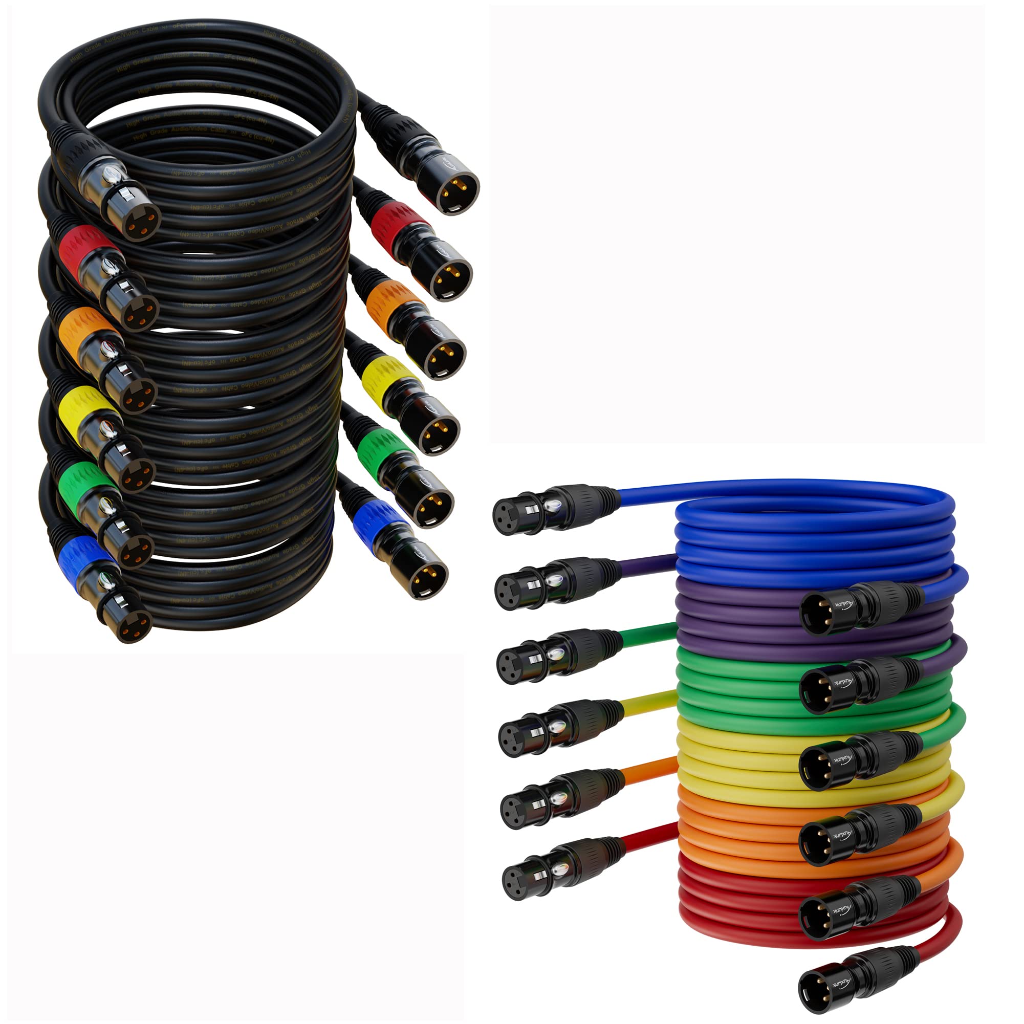 Amazon.com: AuxLink XLR Cables 25ft 6pack Color Coded : Musical Instruments