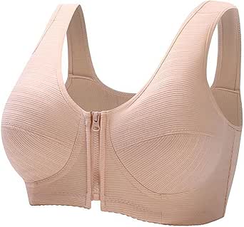 Womens Zip Front Sports Bra Wireless Seamless High Support Bra ...