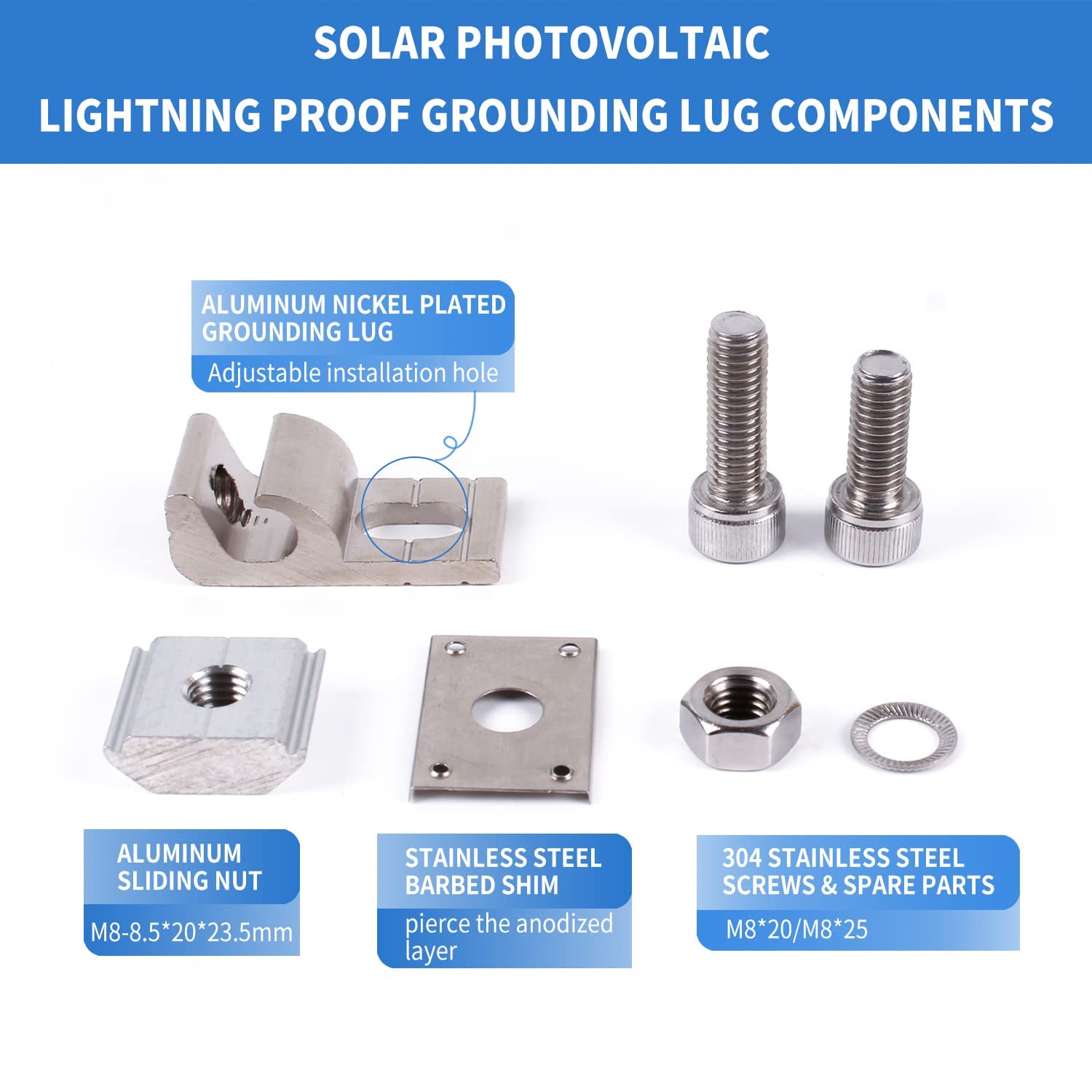 Snapklik.com : 4Sets Solar Panel Photovoltaic Bolt-On Coupling Earthing ...