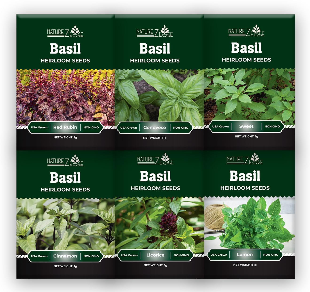 Amazon.com : Basil Seeds for Planting 6 Variety Pack, Genovese, Lemon ...