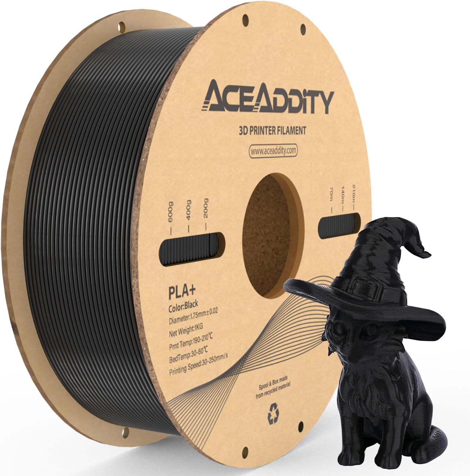 Amazon.com: PLA Plus Black PLA Filament 1.75 mm 3D Printer Filament PLA ...