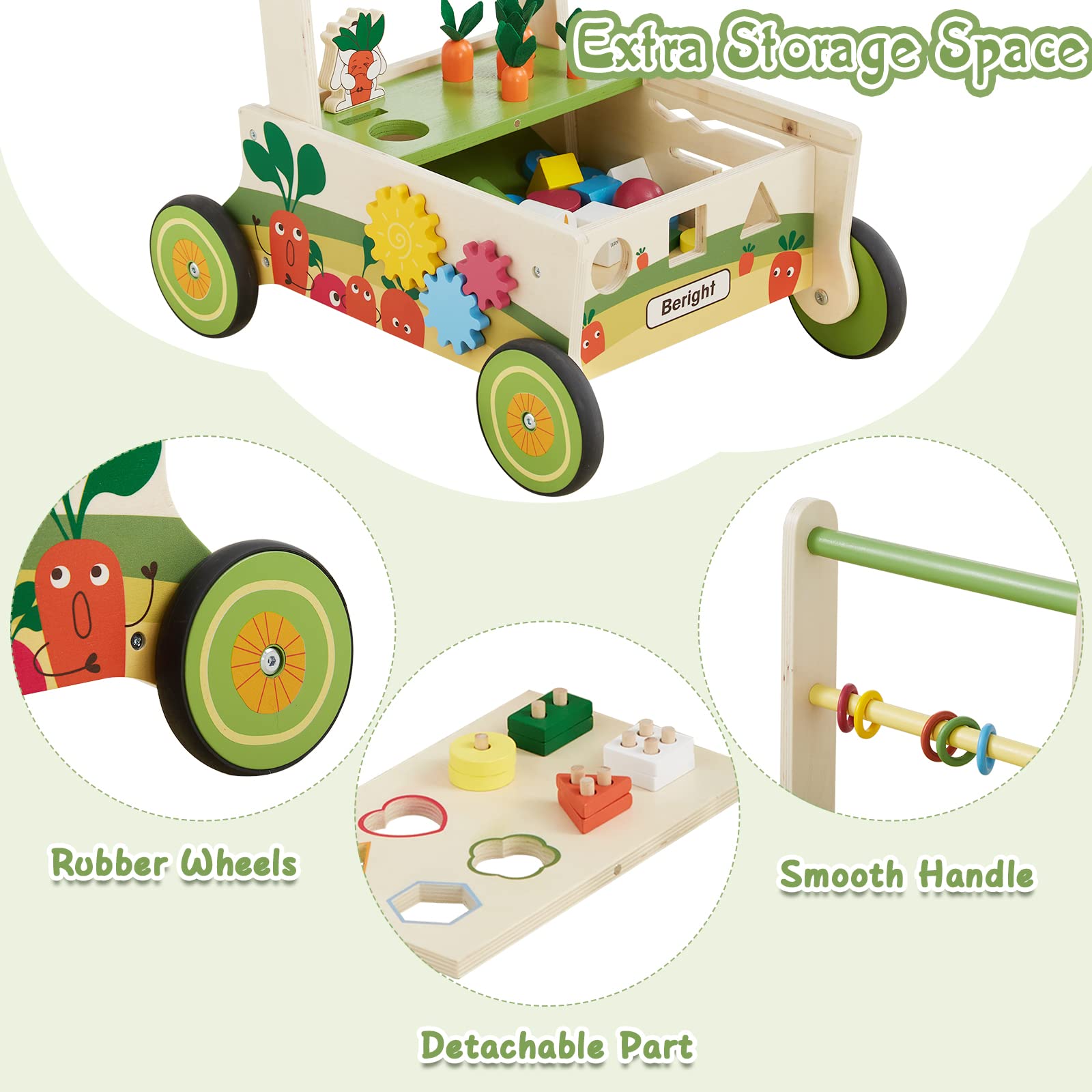 Snapklik.com : 12-in-1 Wooden Baby Walker, Push And Pull Learning ...