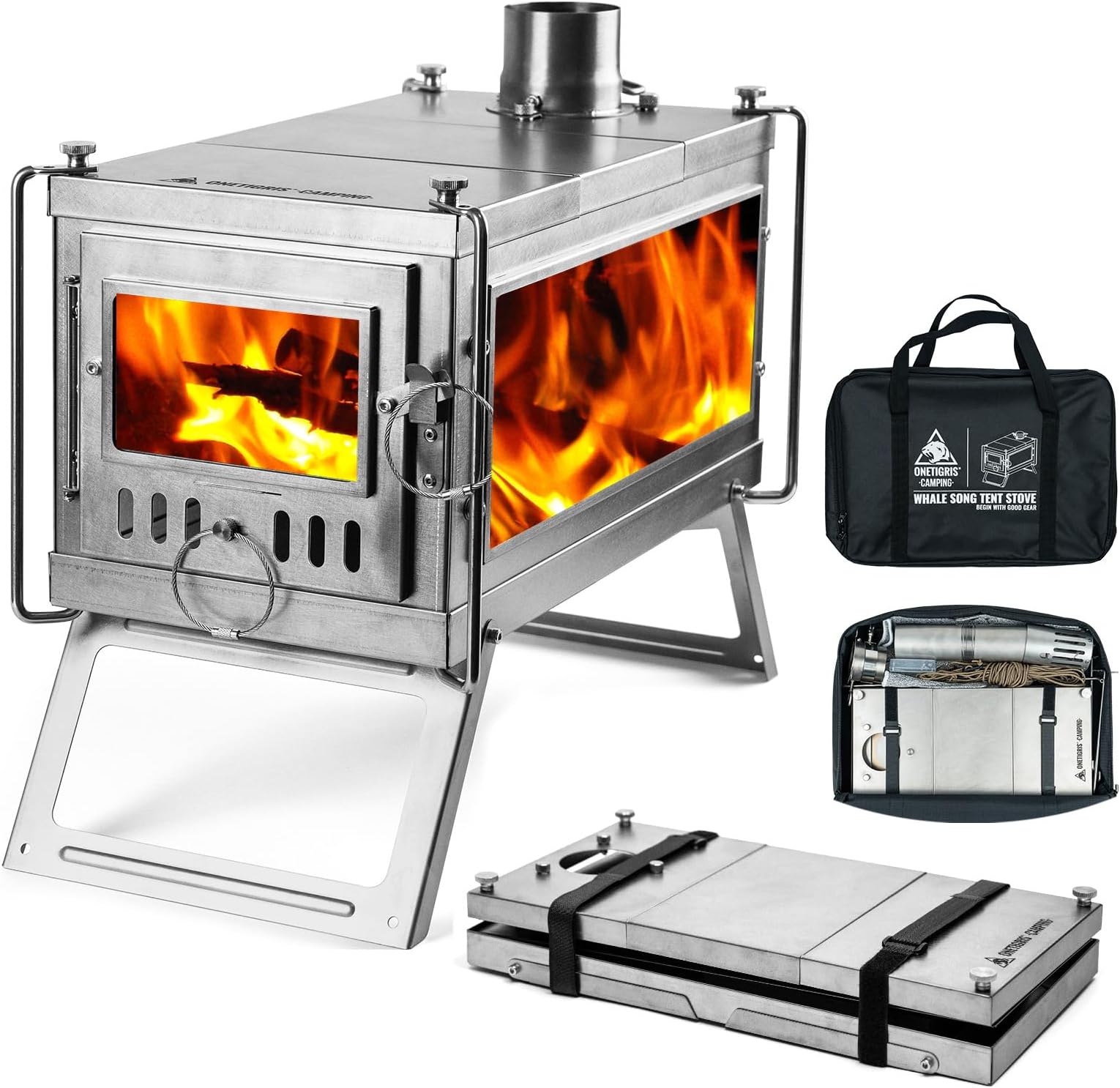 Amazon.com: POMOLY Camping Tent Stove Wood Stove, Oroqen Max 3 ...