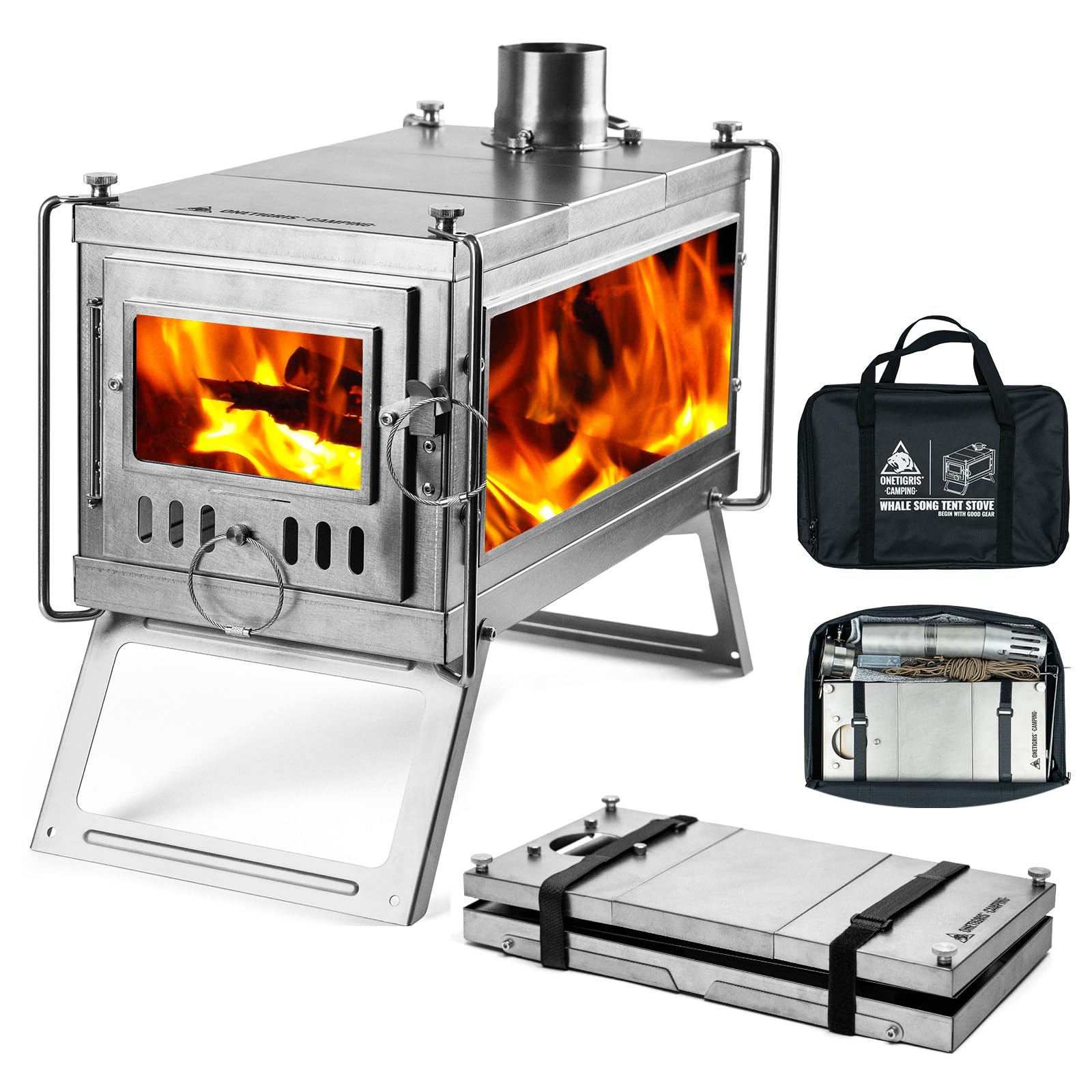 OneTigris WHALE SONG Tent Stoves, Titanium Wood Burning Stove ...