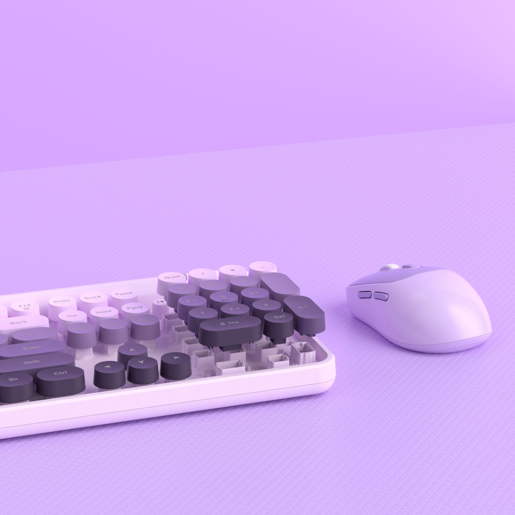 Snapklik.com : Wireless Keyboard And Mouse Combo Round Keycaps Retro ...