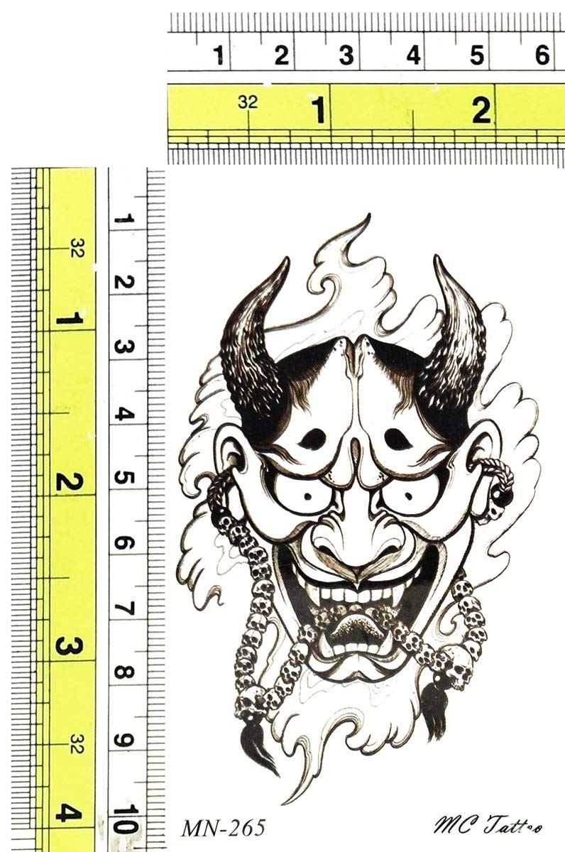 Chinese Demon Face Tattoos Hand Drawn Black And White Tattoos Artwork