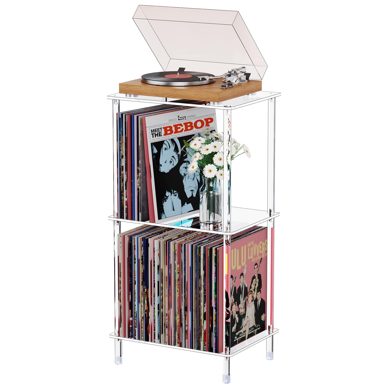 Amazon.com: Bkemiy Acrylic Record Player Stand, 3-Tier Clear Turntable ...