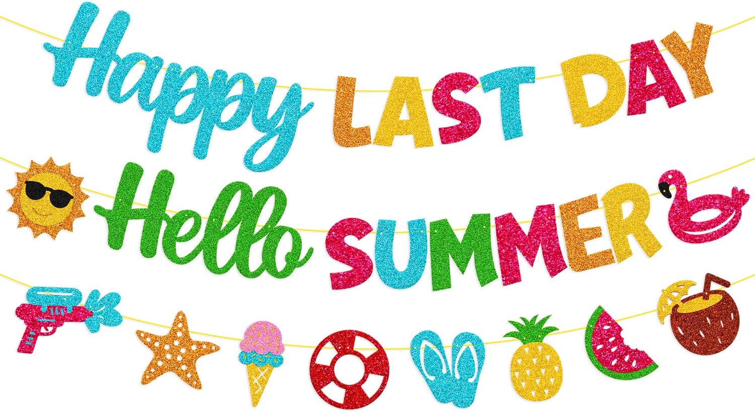 Amazon.com: Happy Last Day Hello Summer Banner Goodbye School Hello ...
