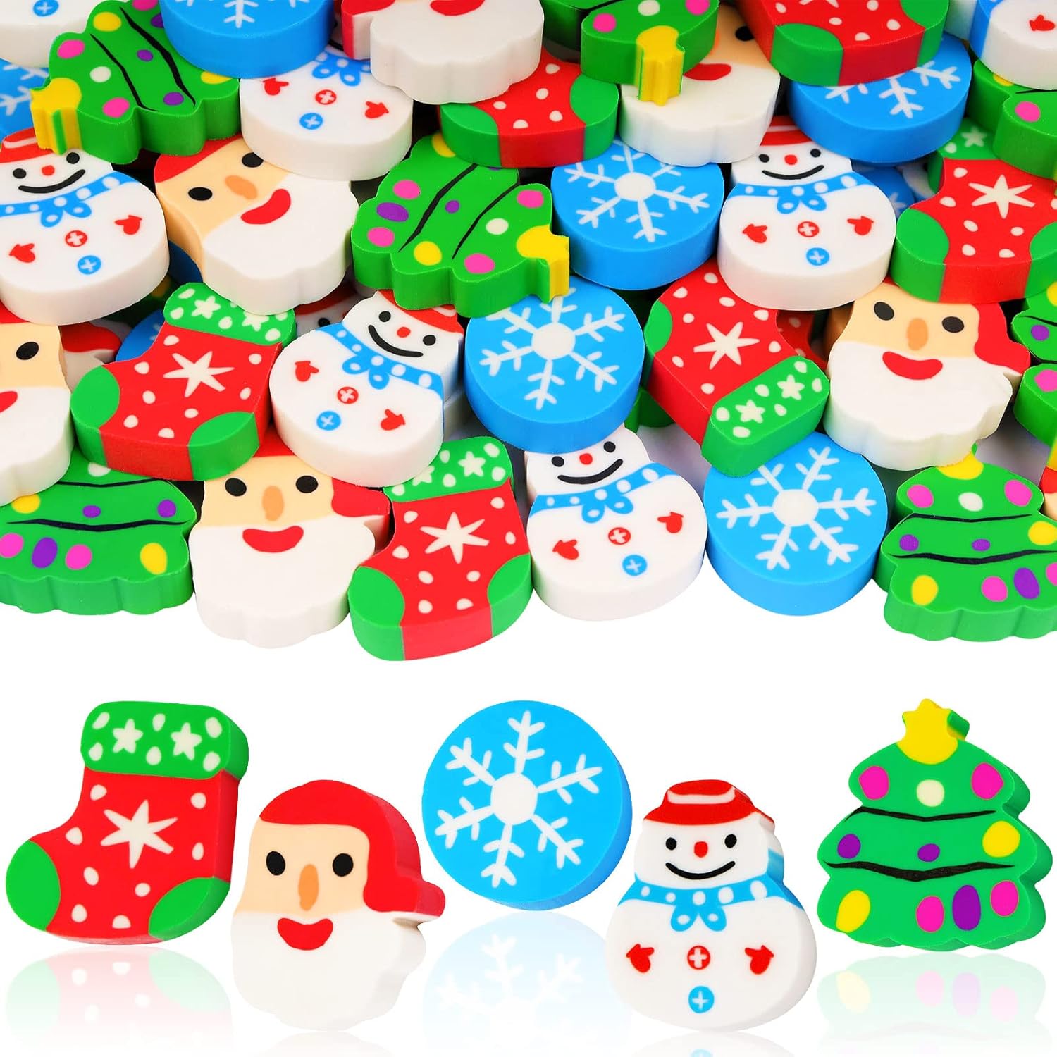 Amazon.com: Christmas Erasers for Kids Bulk, Christmas Tree Santa ...