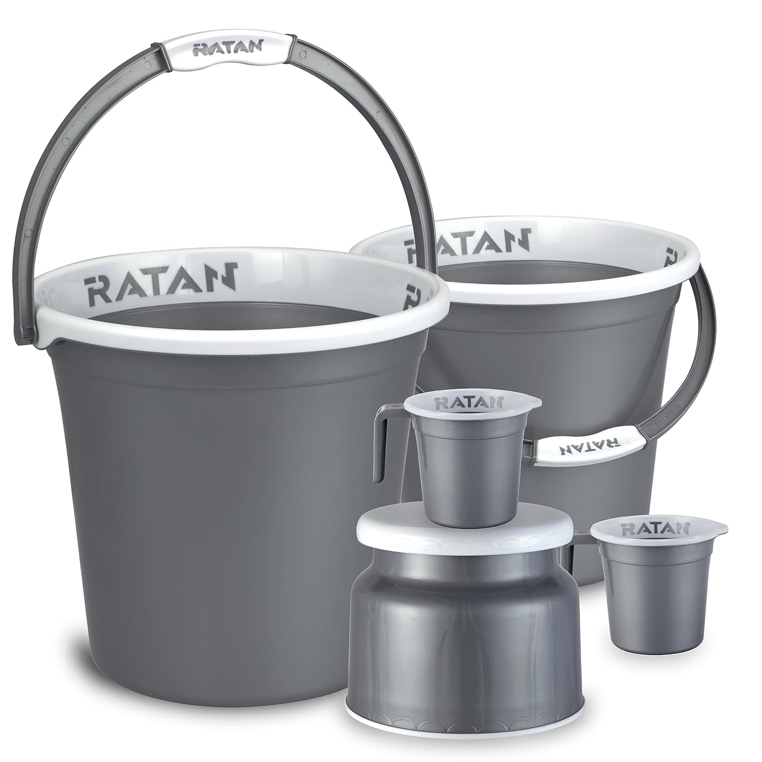 RATAN PLASTICWARE Plastic Bathroom Set of 5 Pieces Combo Pack Gloria ...