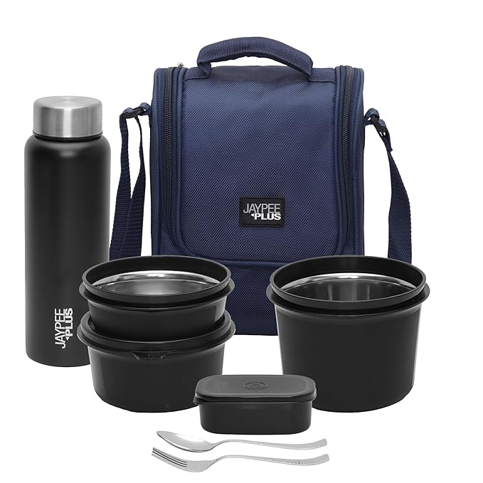 Buy Jaypee Plus Meal Plus 1390 ml Stainless Steel Office Lunch Box | BPA Free, Microwave Safe ...