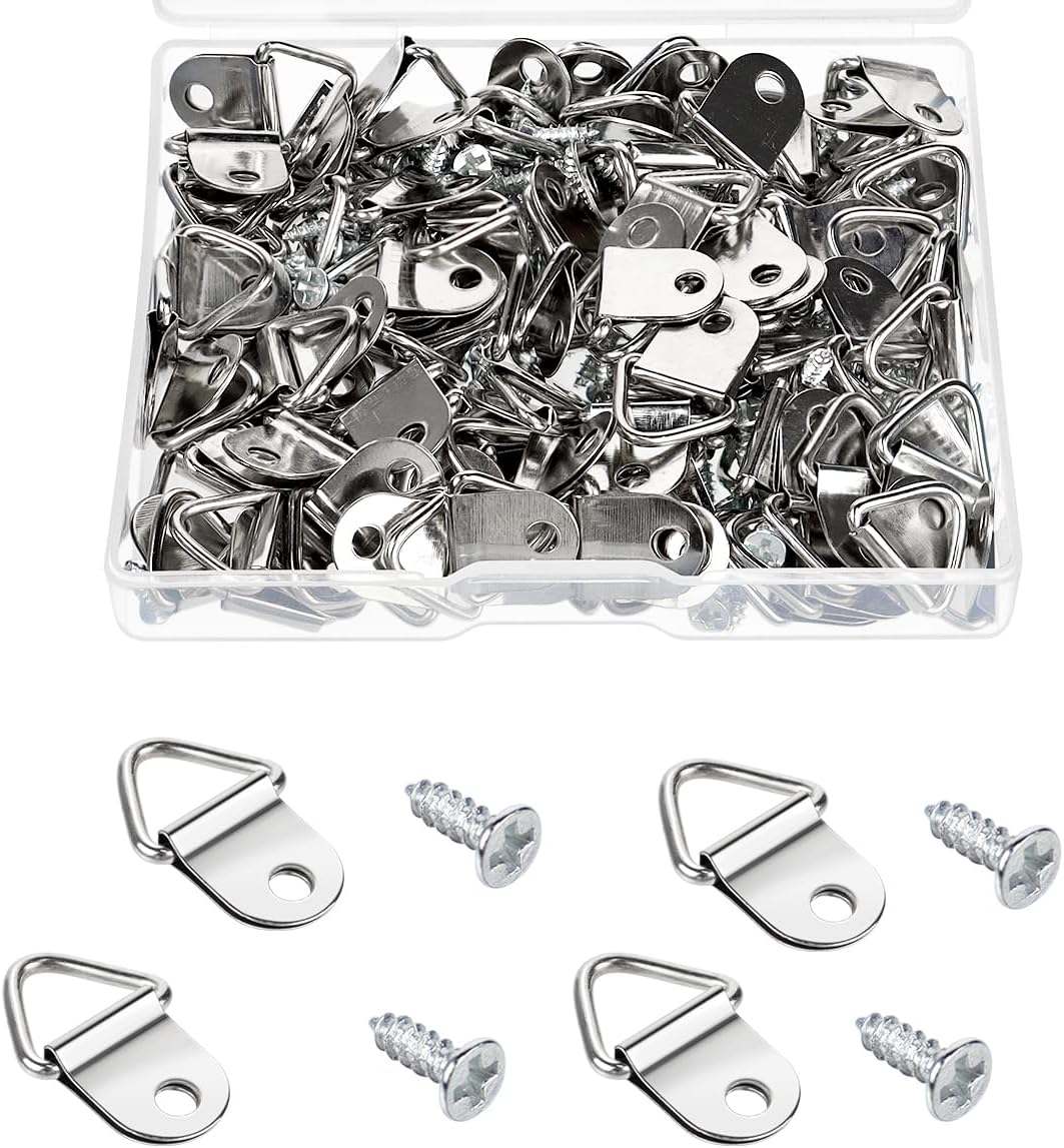 100 Pack Steel Picture Hangers with 100pcs 8mm Screws, Small Triangle ...