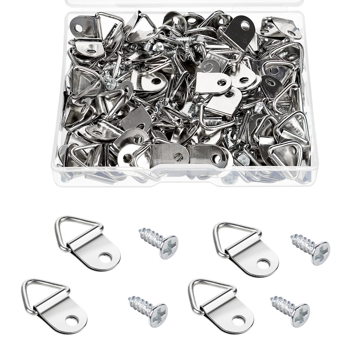 100 Pack Steel Picture Hangers with 100pcs 8mm Screws, Small Triangle ...
