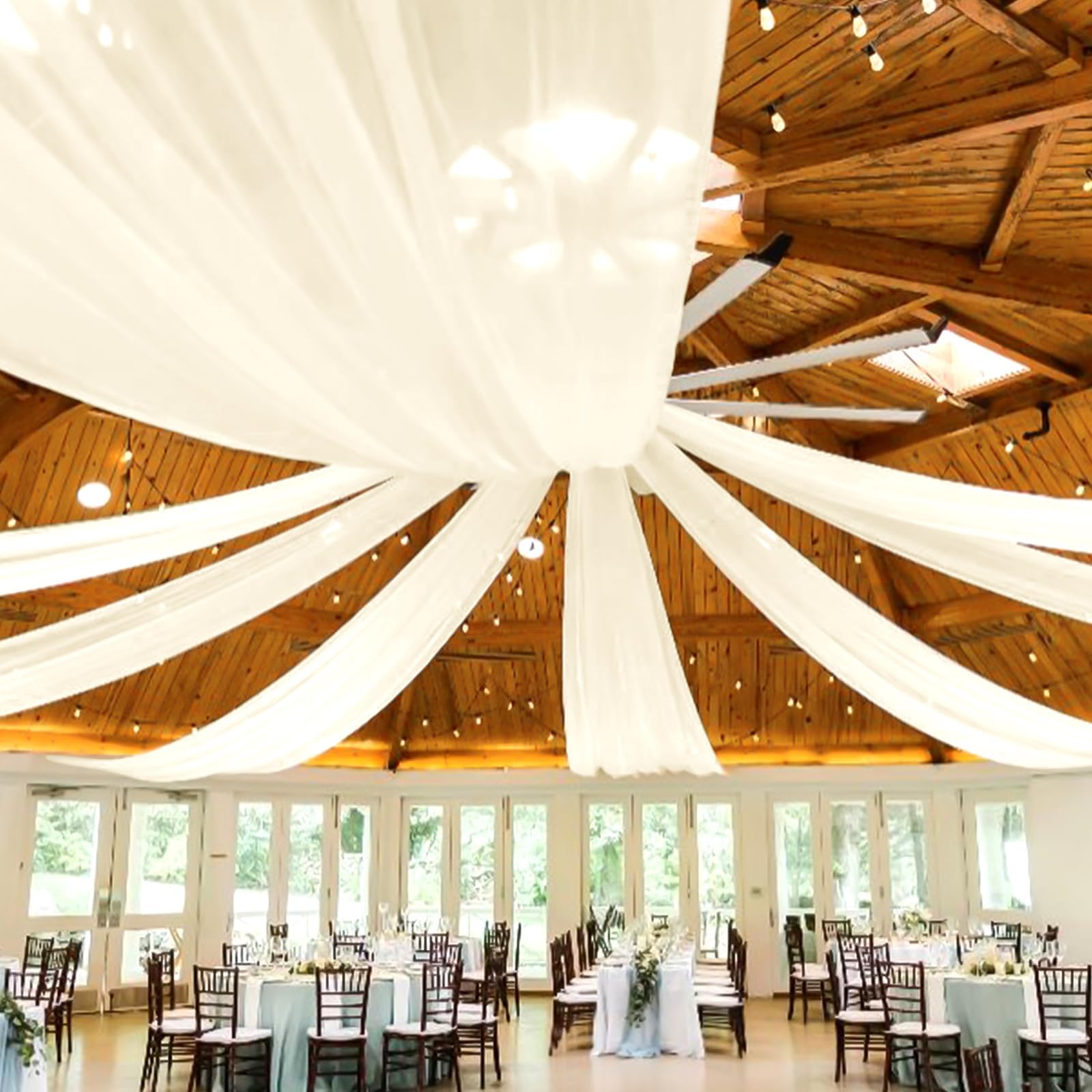 Amazon.com: 6 Panels Ivory Ceiling Drapes 5ftx10ft Wedding Ceiling ...